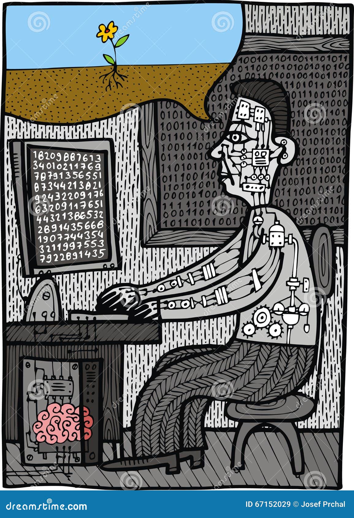 Human Brain at Work As Programmer Stock Vector - Illustration of ...