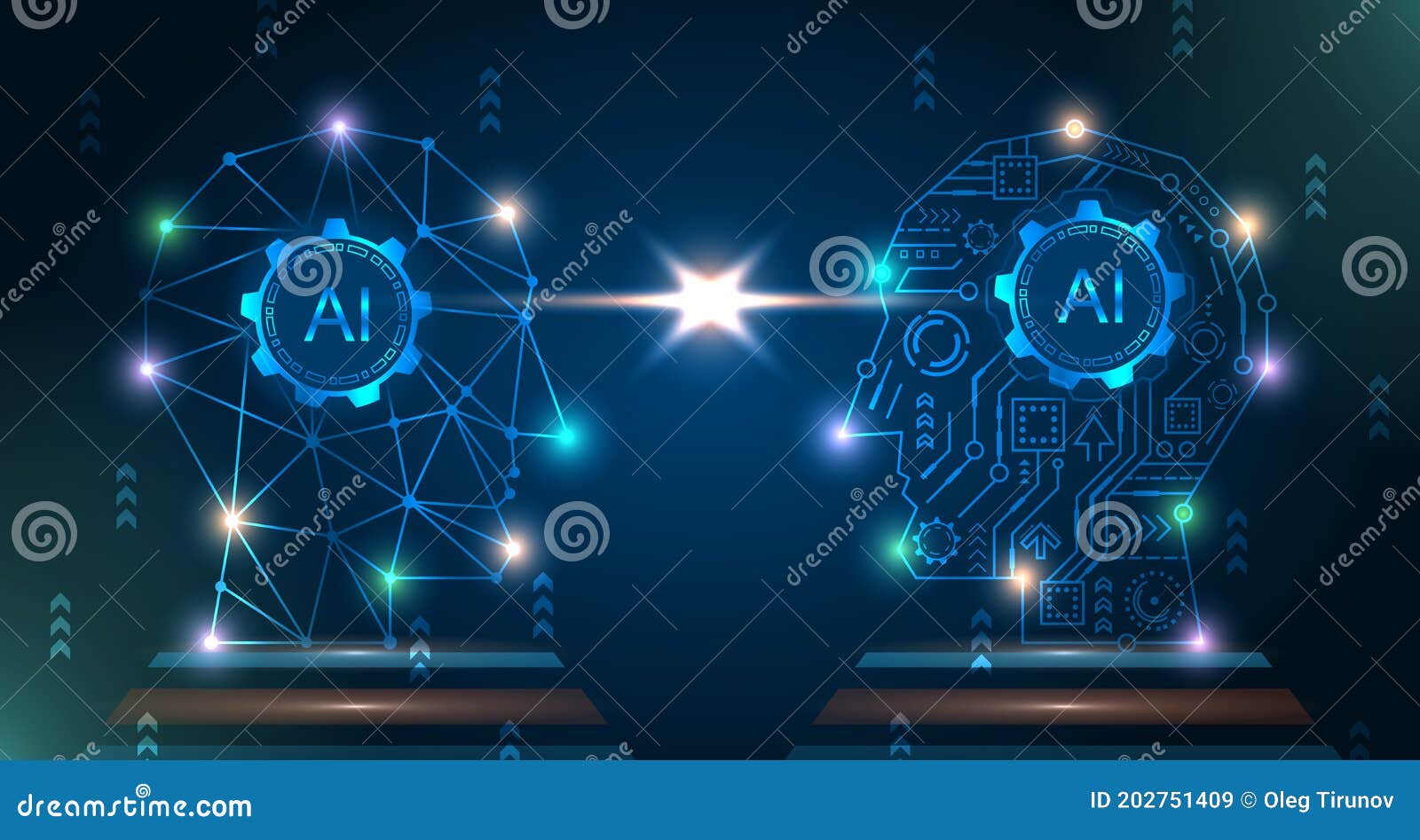 Human Domination By AI Android Illustration Vector, Black And White ...