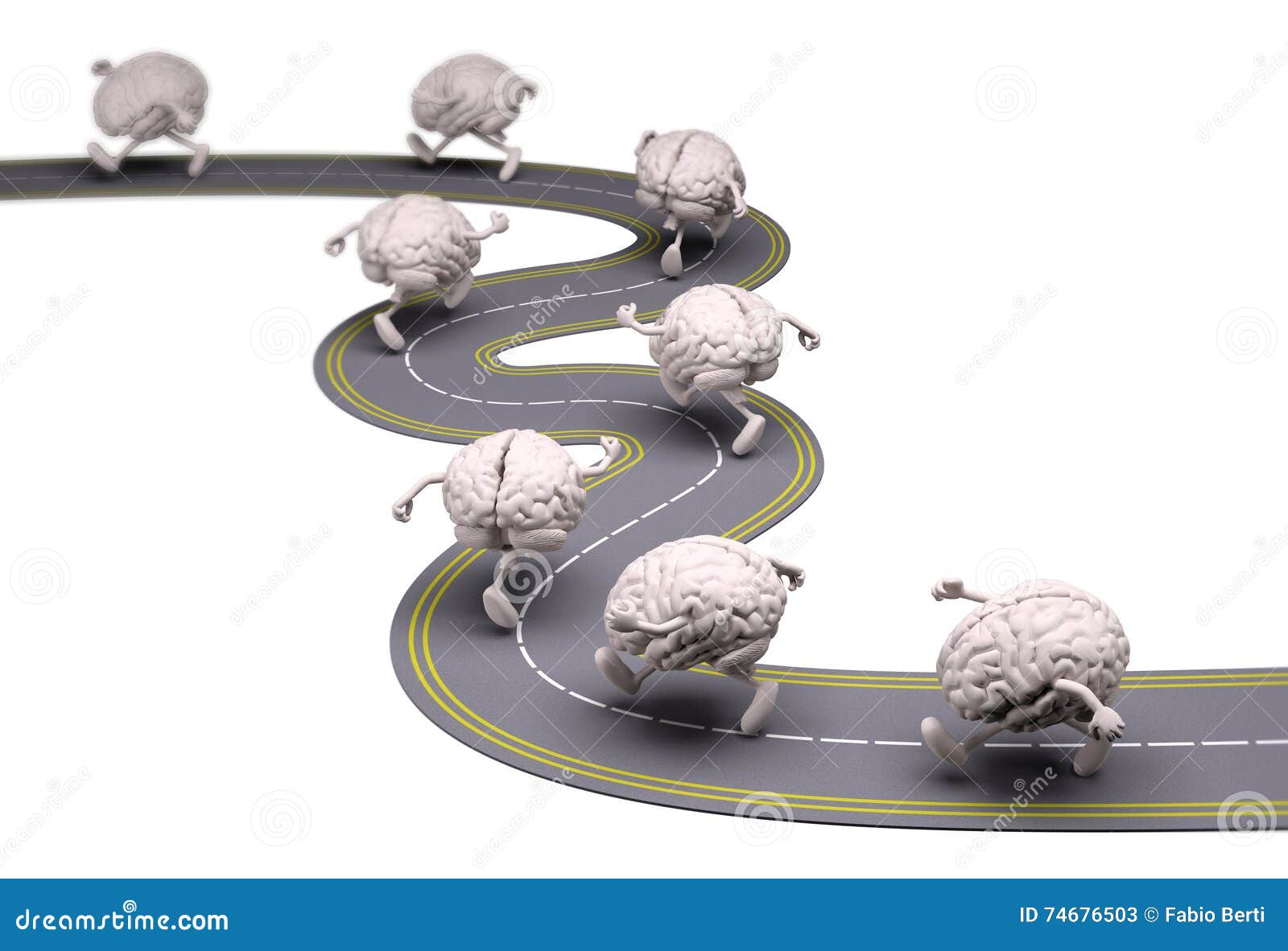 Human Brains that Runs in the Street Stock Illustration - Illustration ...