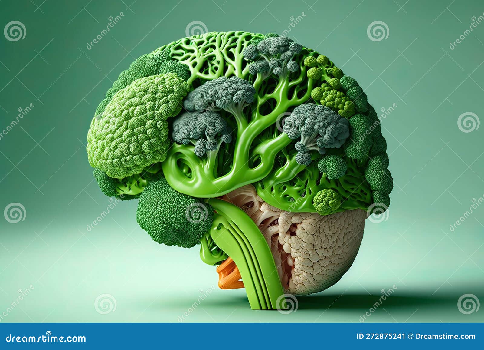 Human Brane Shaped by Plants. Generative AI Stock Illustration ...