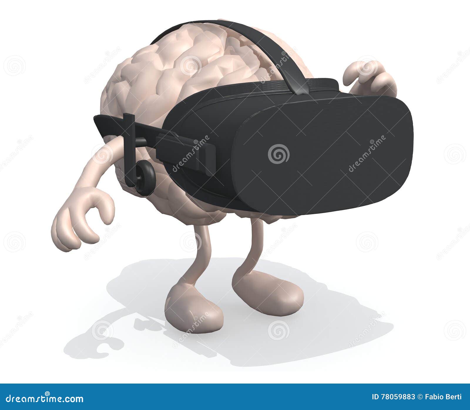 Human Brian with Virtual Reality Glass Stock Illustration ...