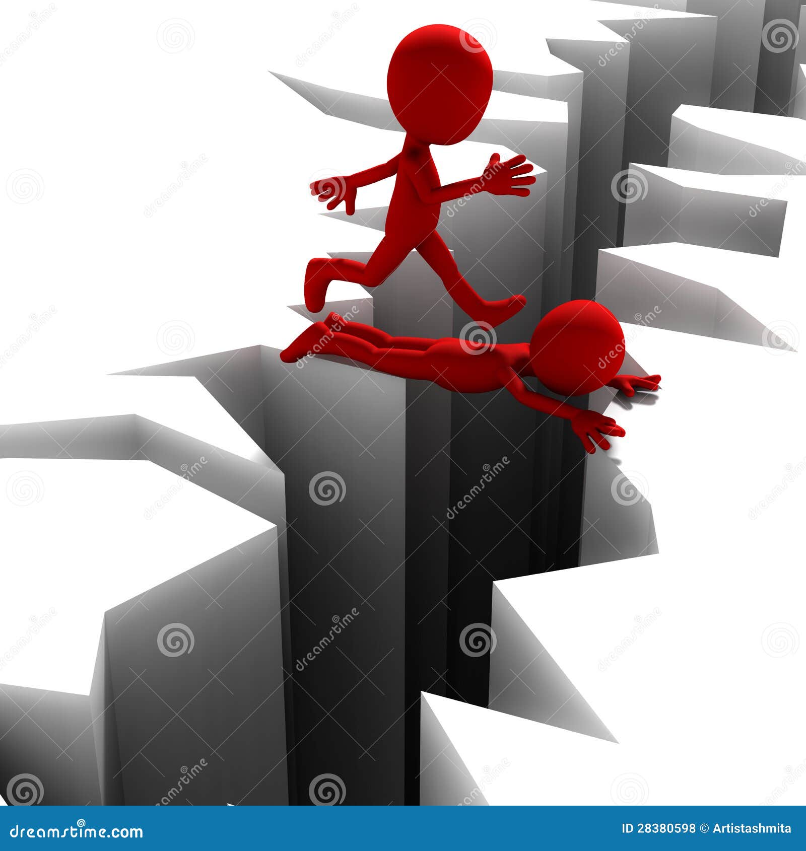 Man Serving As A Bridge Over Precipice In Mountains Stock Photography ...