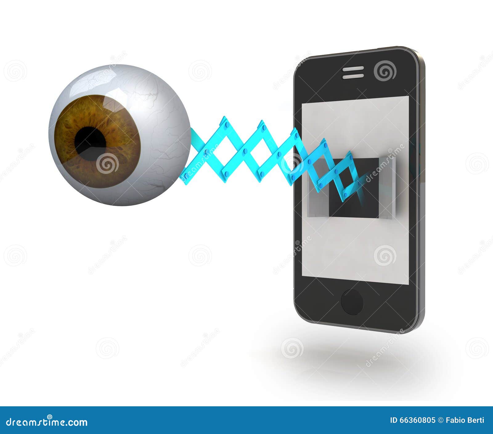 Human Brown Eye Comes Off the Screen of a Smartphone Stock Illustration ...