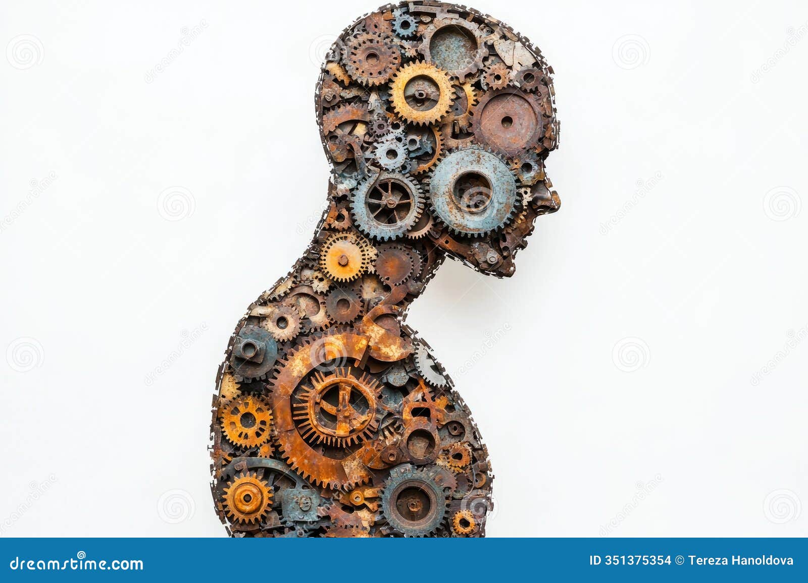 Human Bust Made of Rusty Gears Representing Artificial Intelligence and ...