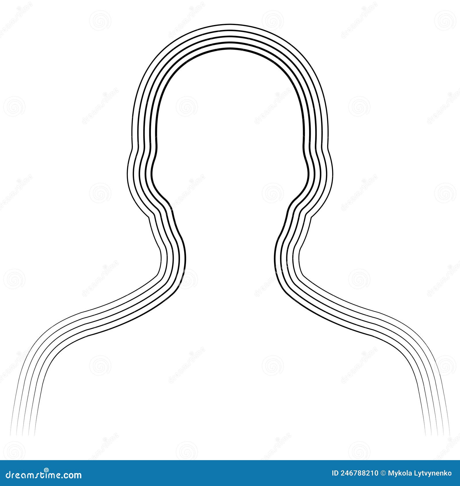 Human Bust Silhouette Avatar, Bust Shape Parallel Lines, Human Chakra ...