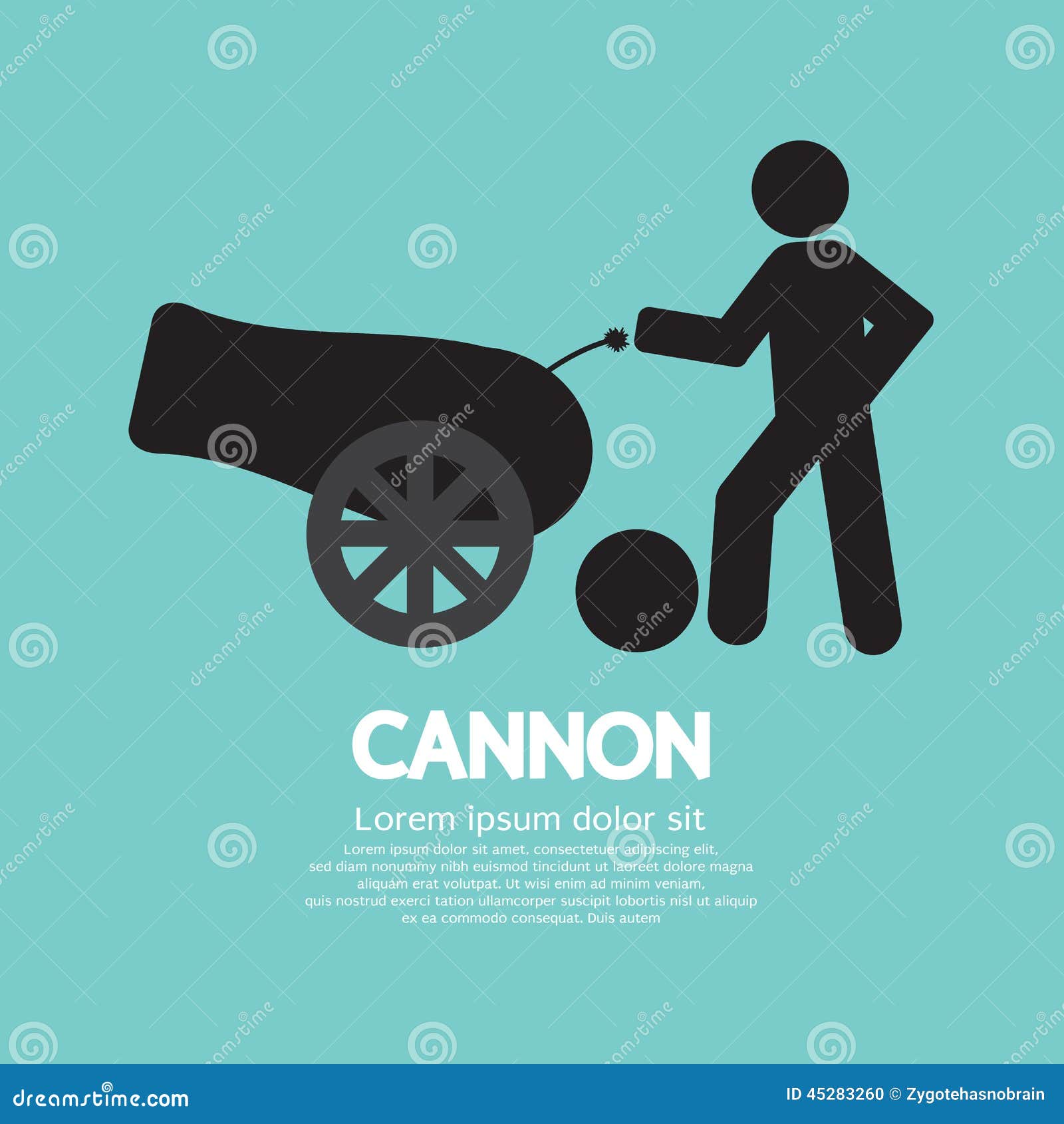 Human with Cannon Black Symbol Stock Vector - Illustration of cannon ...