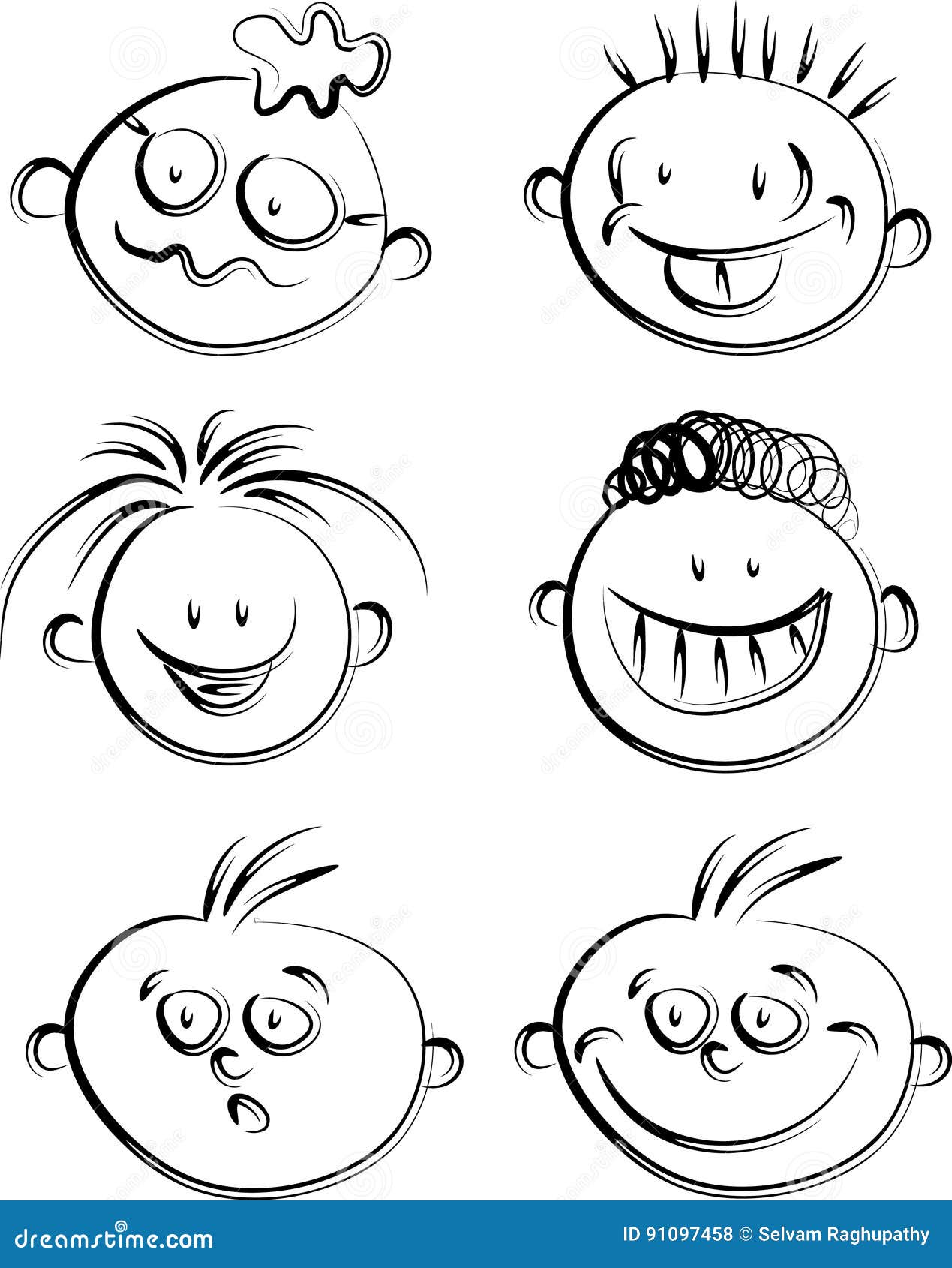 Human cartoon faces stock vector. Illustration of cartoon - 91097458