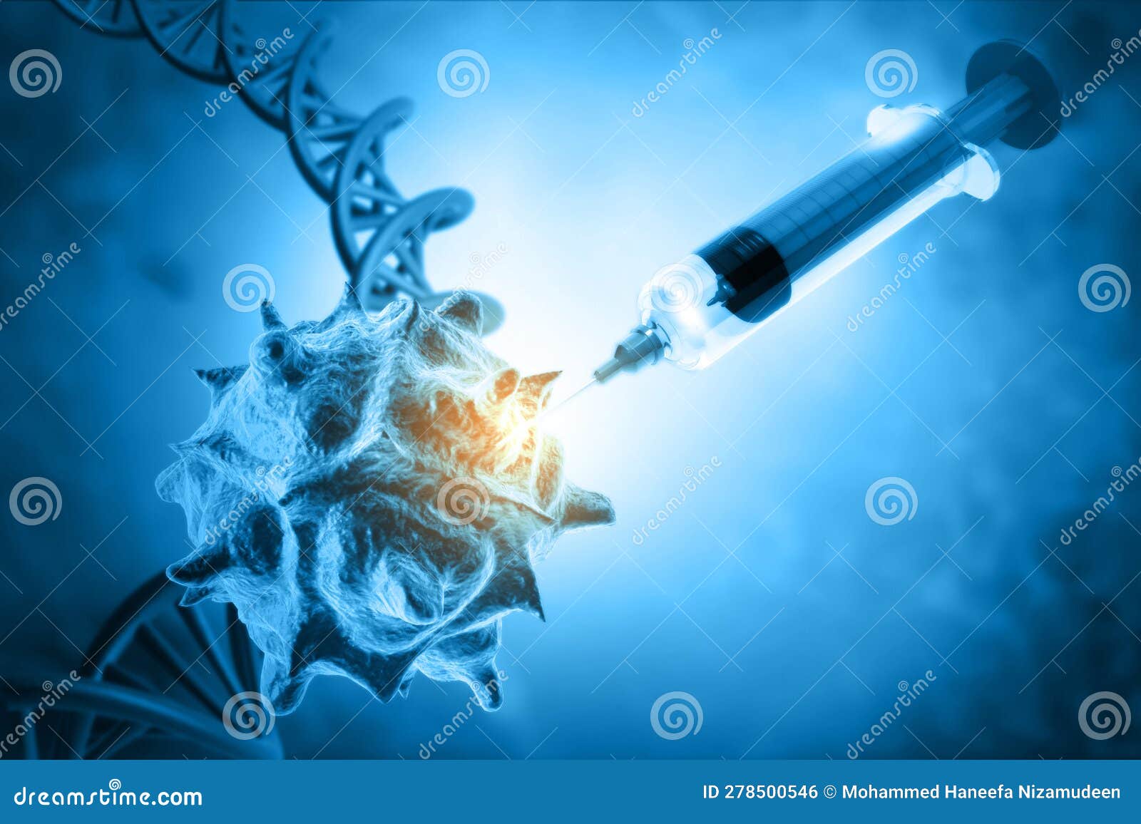 Human Cell DNA Strands and Virus Molecular Structure Stock Illustration ...