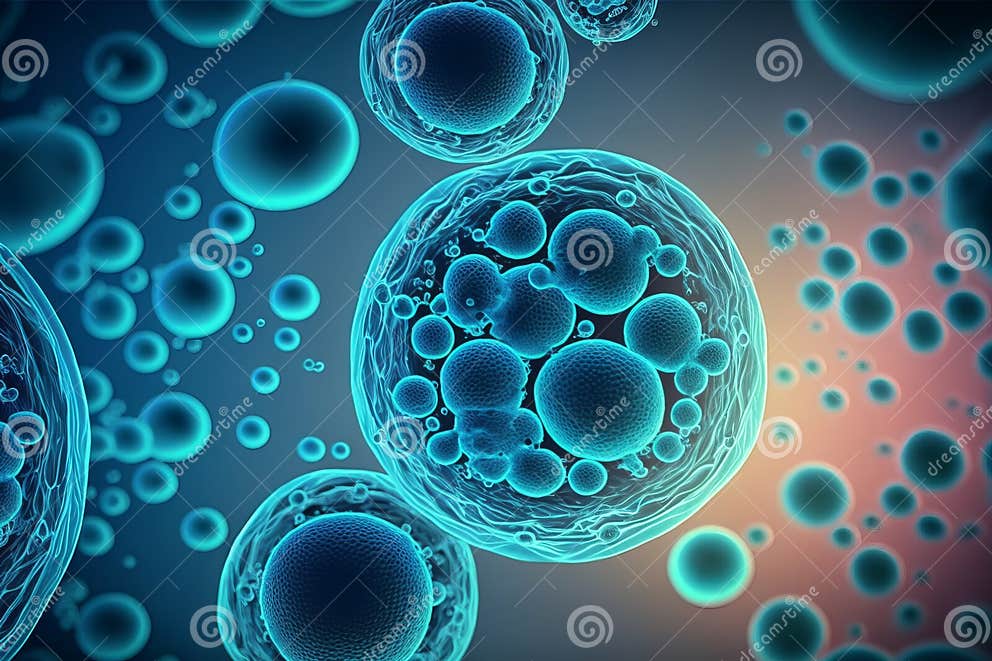 Human Cell or Embryonic Stem Cell Microscope Background, Generative AI ...