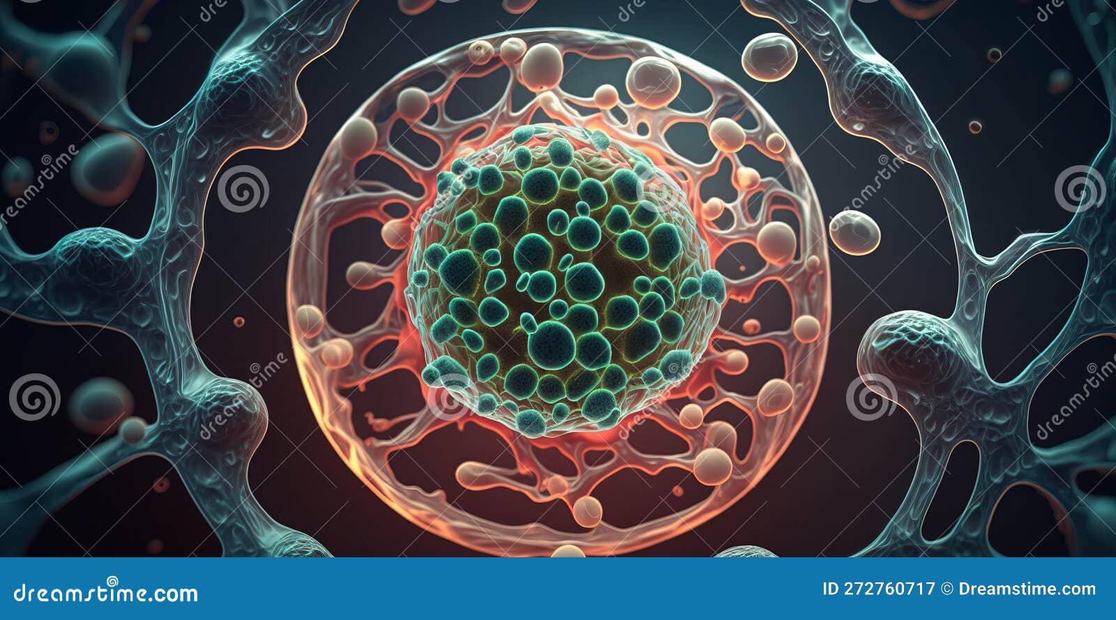 Human Cell or Embryonic Stem Cell Microscope Background. Generative AI ...