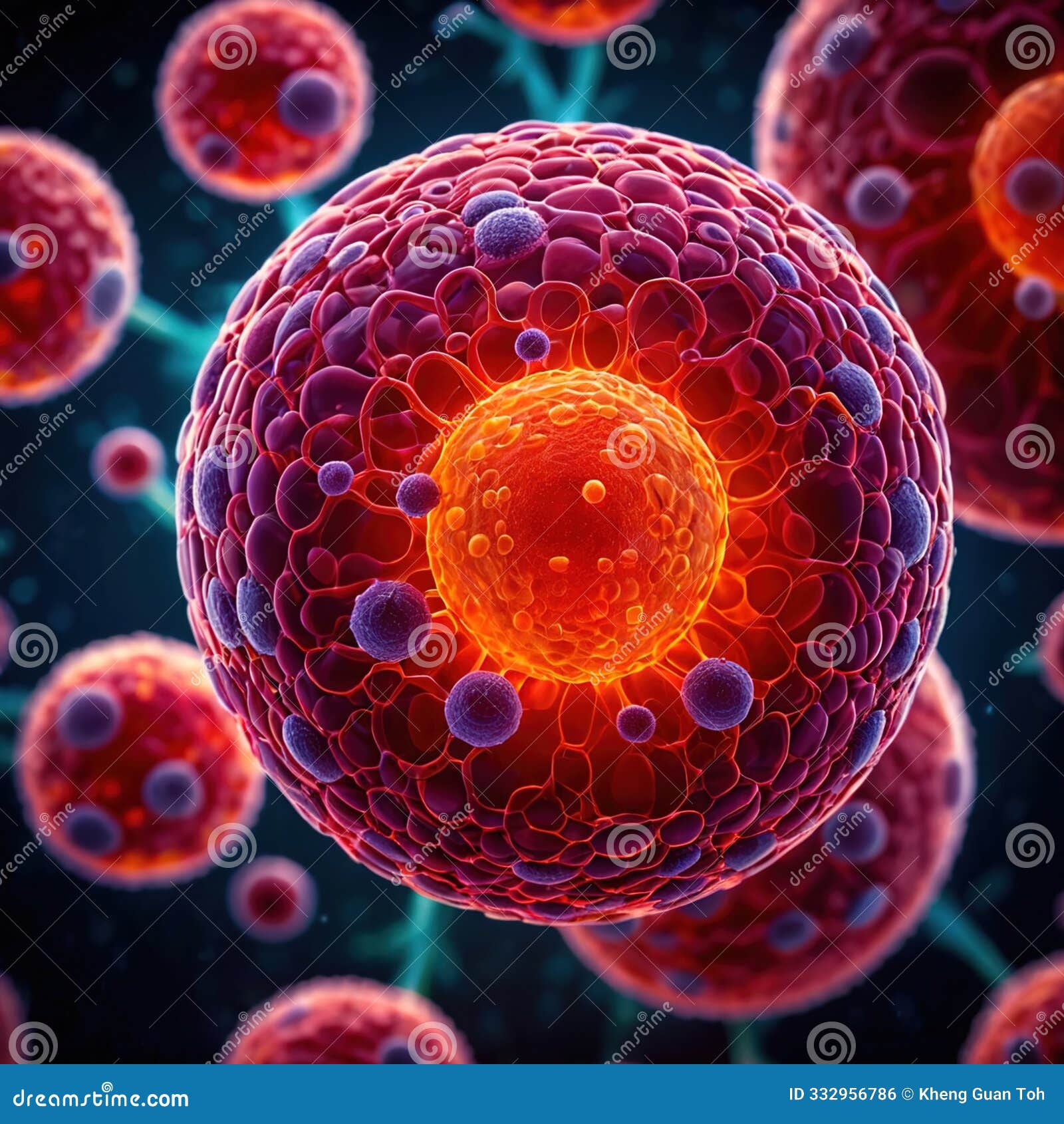 Human Cell Or Embryonic Stem Cell Microscope Background. Royalty-Free ...