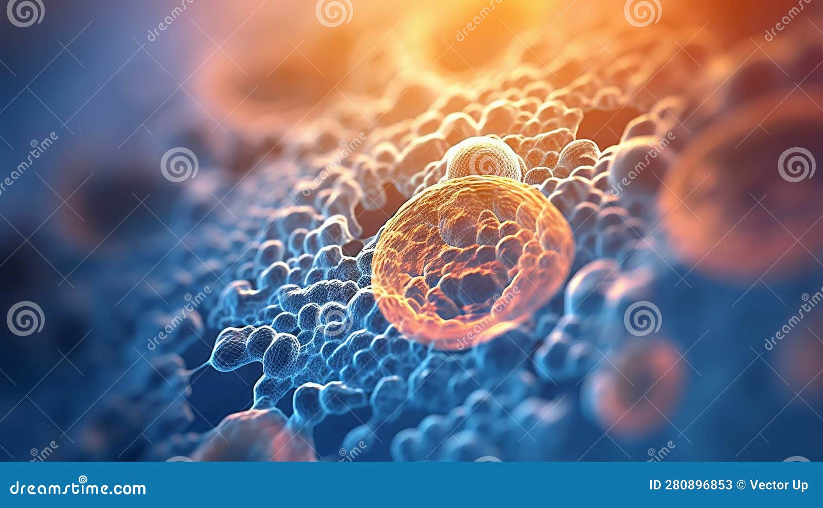 Human Cell or Embryonic Stem Cell Microscope Background. Generative AI ...