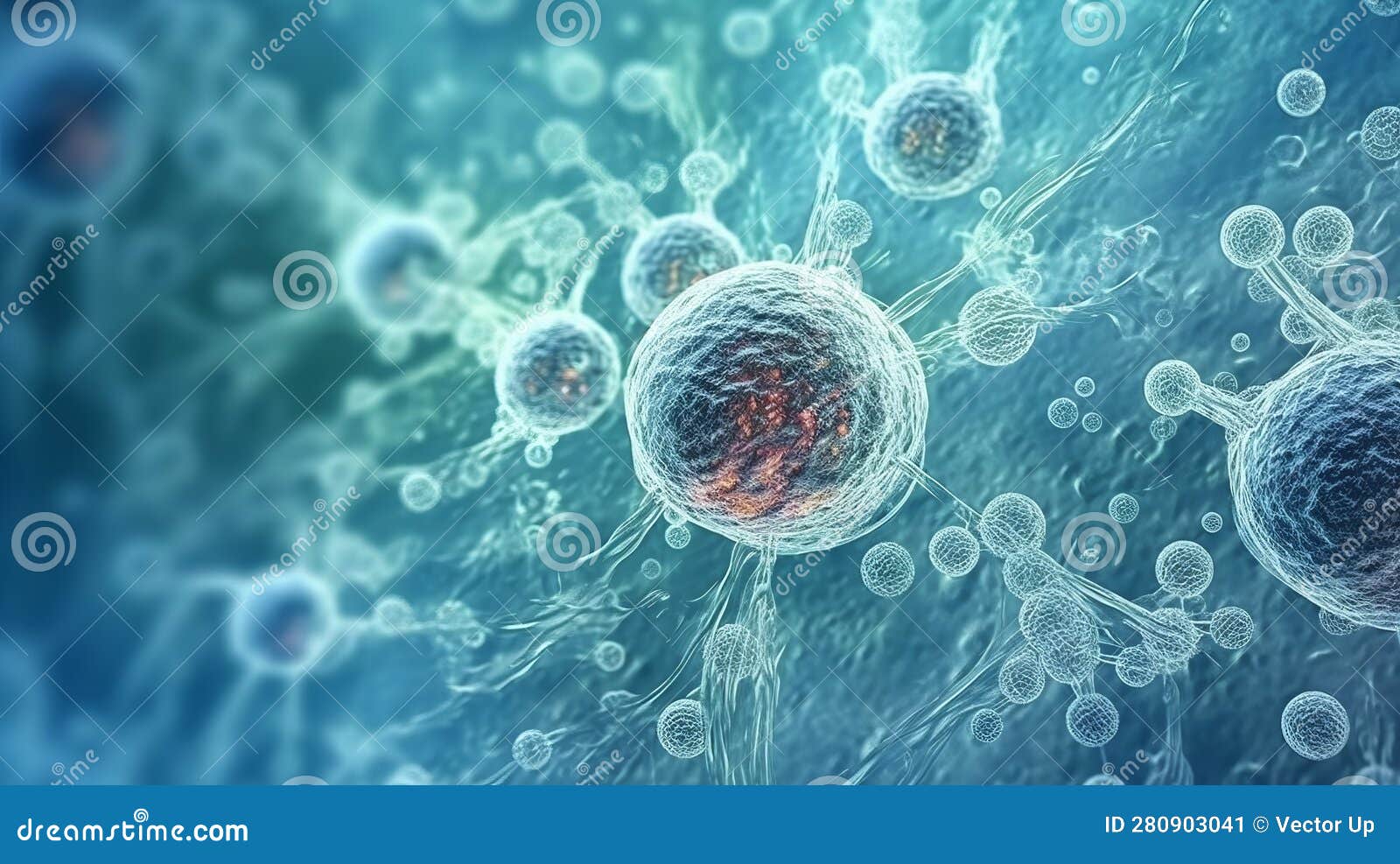 Human Cell or Embryonic Stem Cell Microscope Background. Generative AI ...