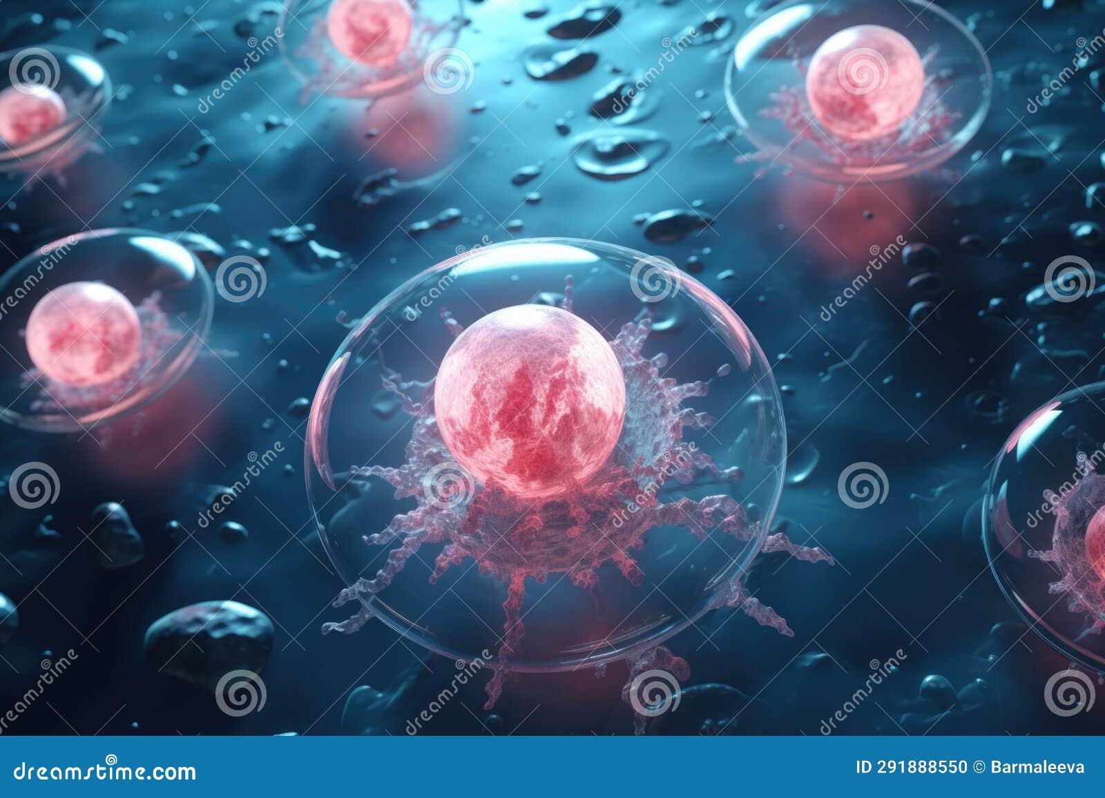 Embryonic Stem Cells Division. Human Cells Under Microscope. In Vitro ...