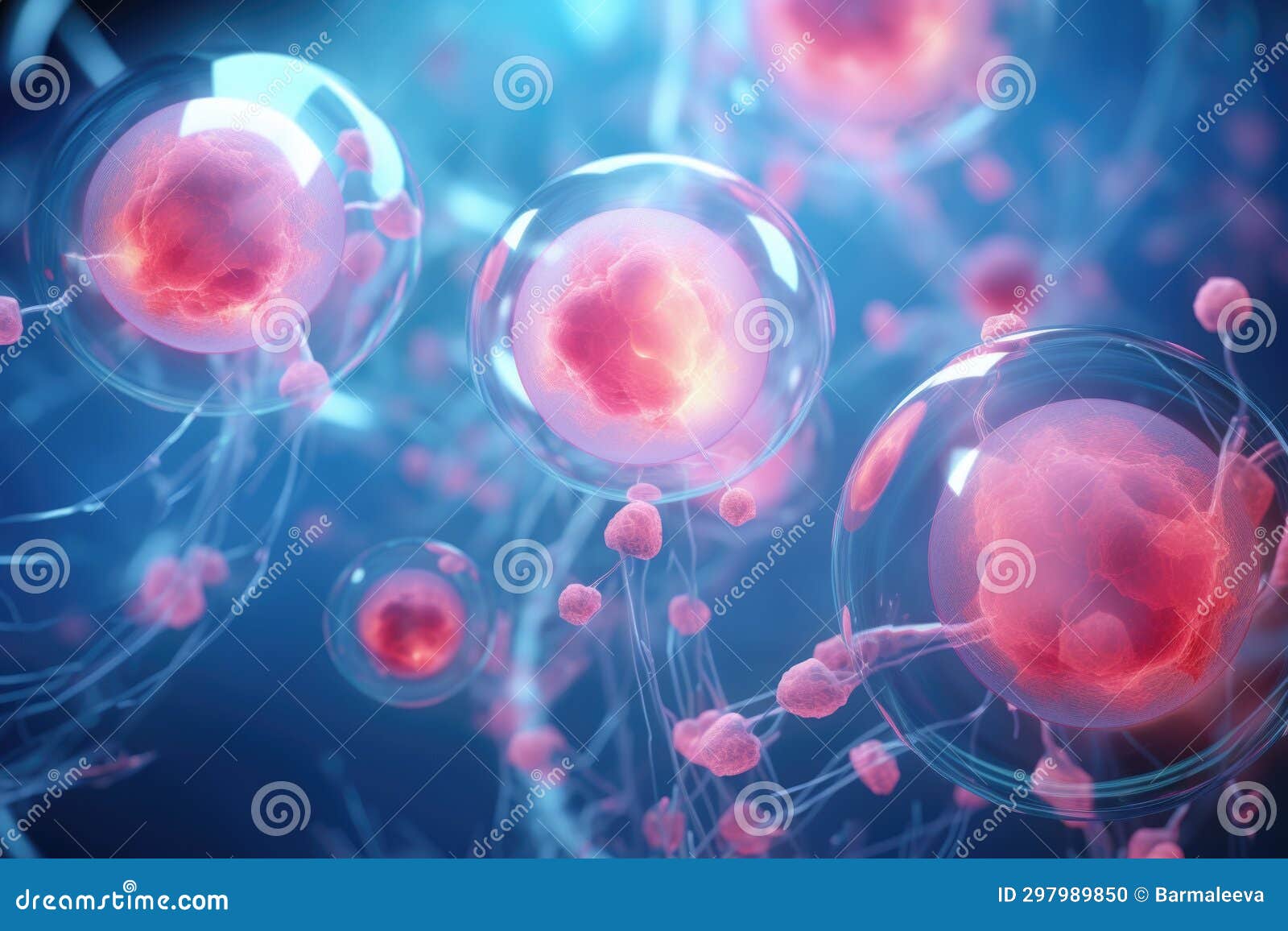 Human Cell or Embryonic Stem Cell, Microscope Background. Generative AI ...