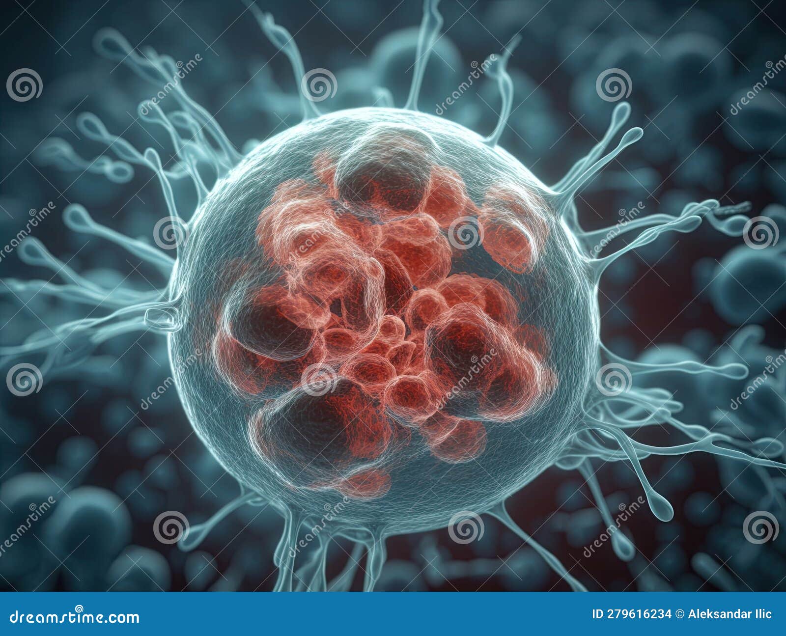 Human Cell Microscopic Image. Generative Ai Illustration Stock ...