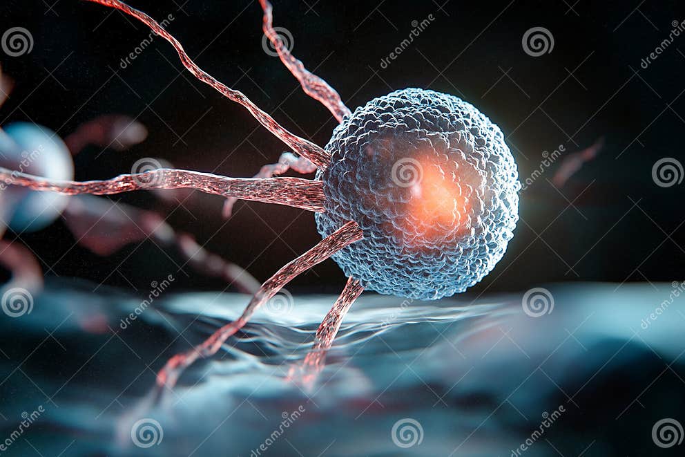 A Human Cell Under Attack by Aggressive Cancer Cells Showcasing Intense ...