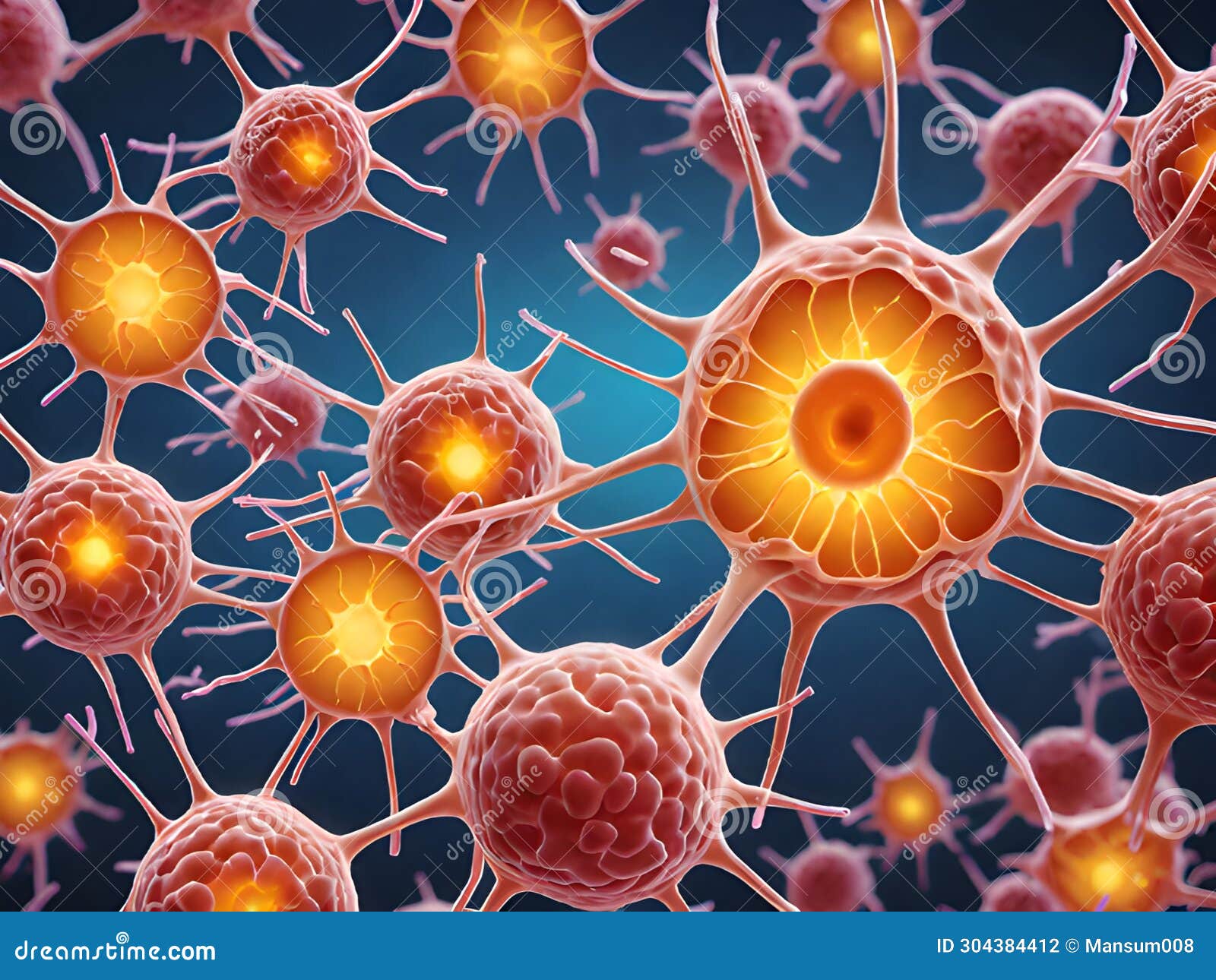 Human cells and bacteria stock illustration. Illustration of background ...