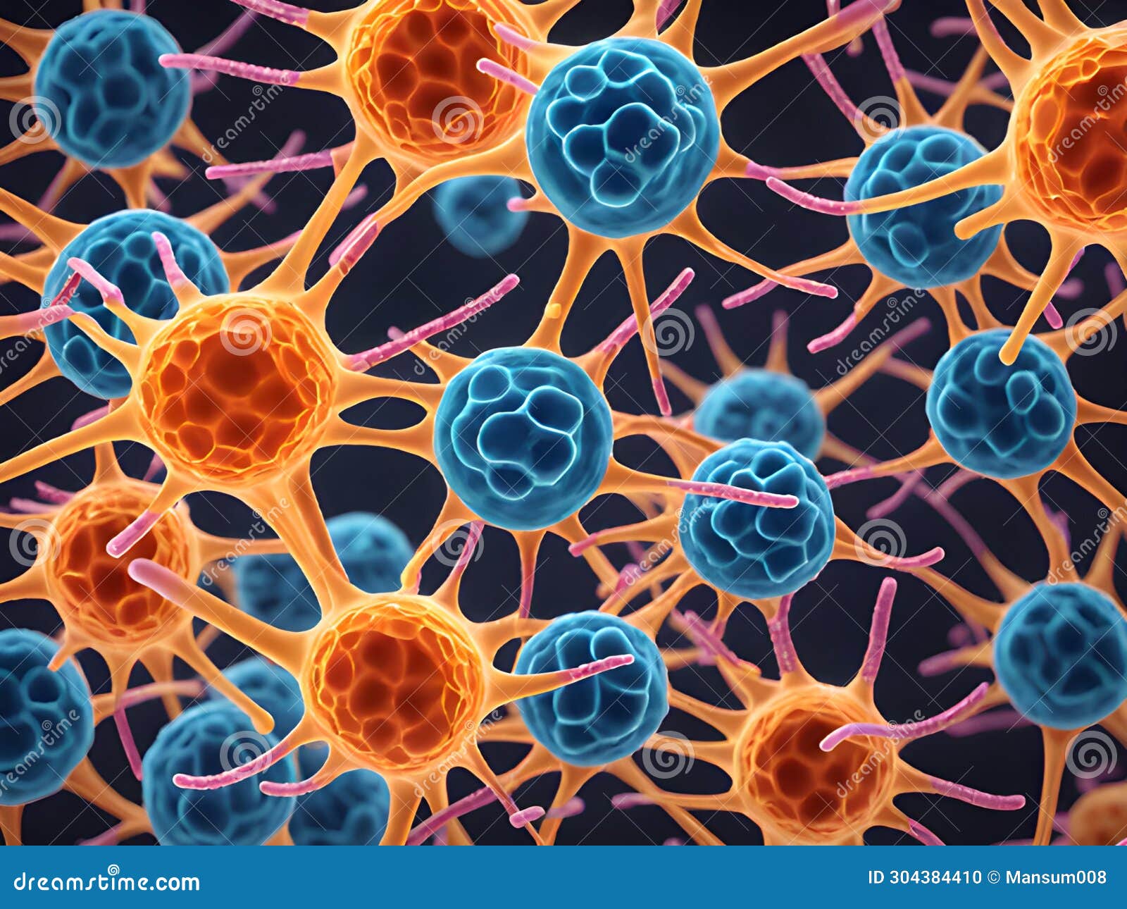 Human cells and bacteria stock illustration. Illustration of blood ...