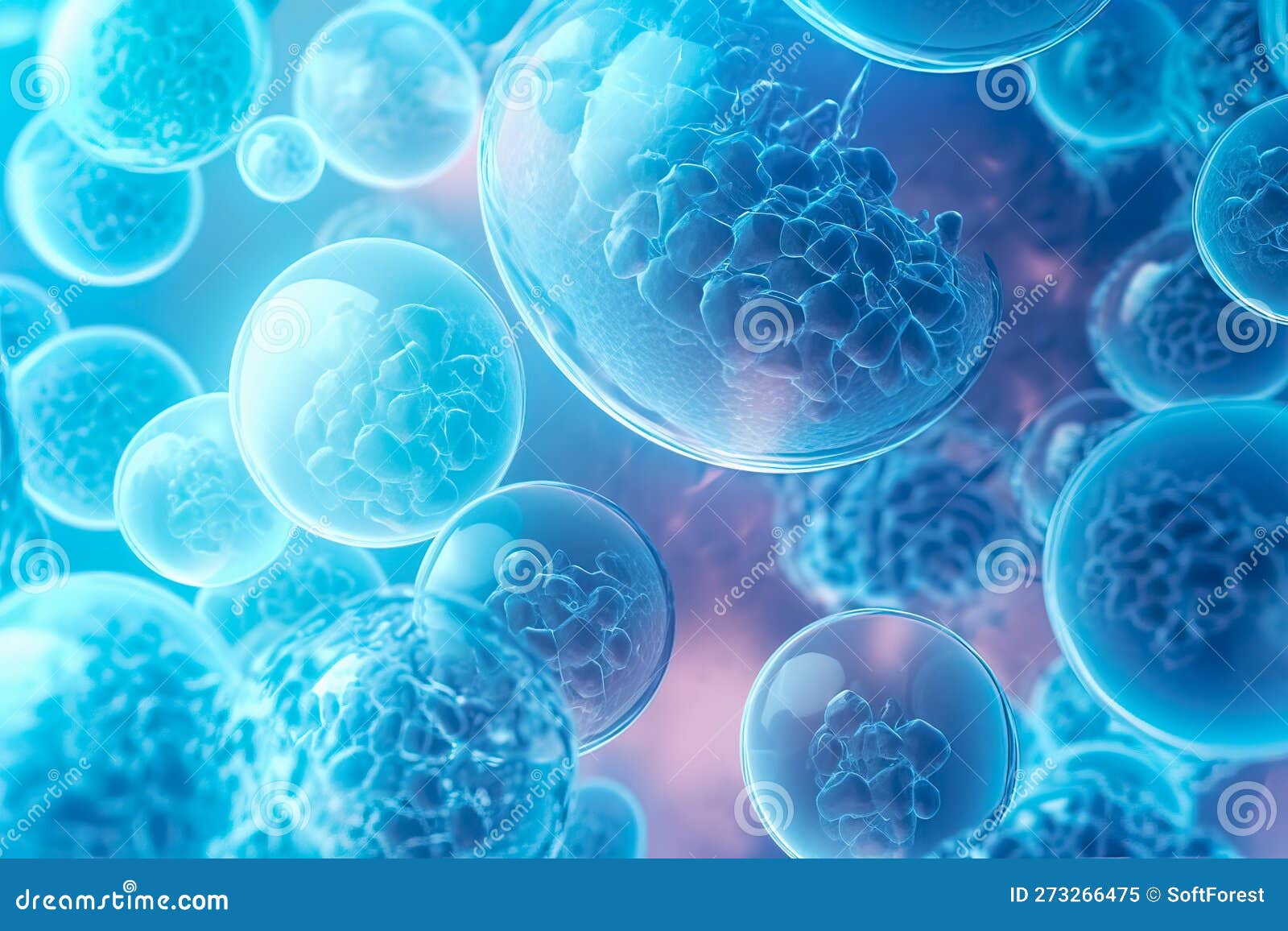 Human Cells or Embryonic Stem Cells Microscope Background. the Blue ...