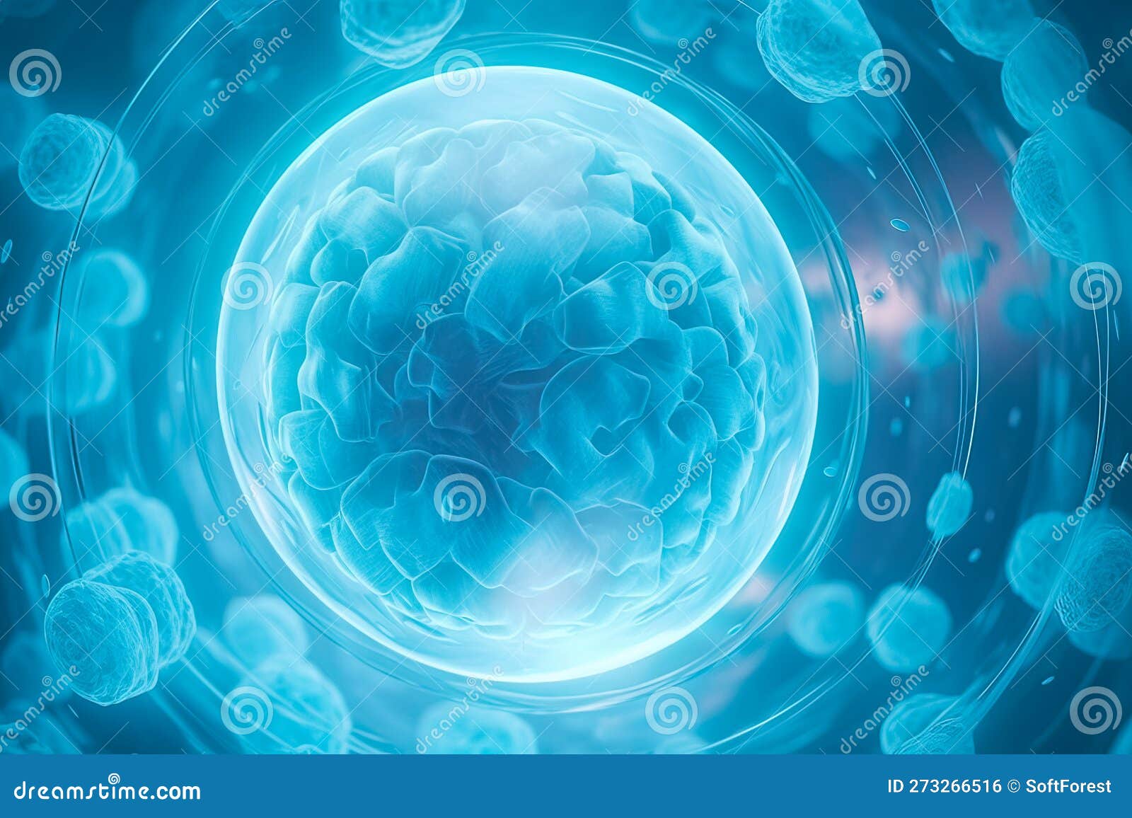 Human Cells or Embryonic Stem Cells Microscope Background. the Blue ...