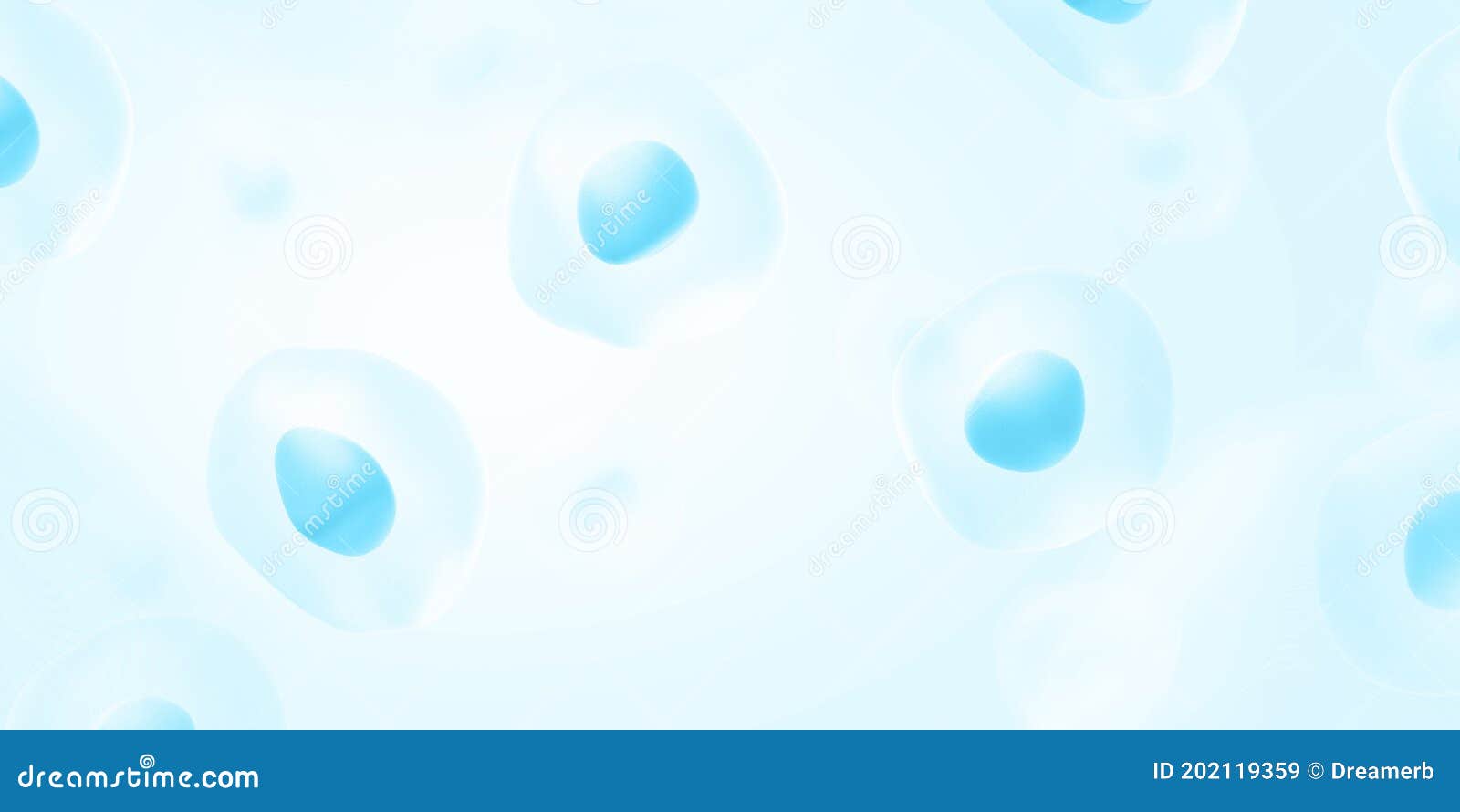Human Cells on Light Blue Background. Nucleus and Cytoplasm Stock ...