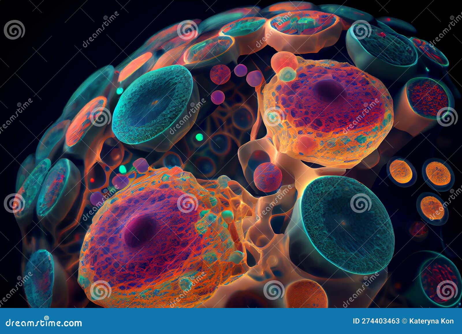 Human Cells Under Microscope, Generative Ai Illustration 库存例证 - 插画 包括有 ...