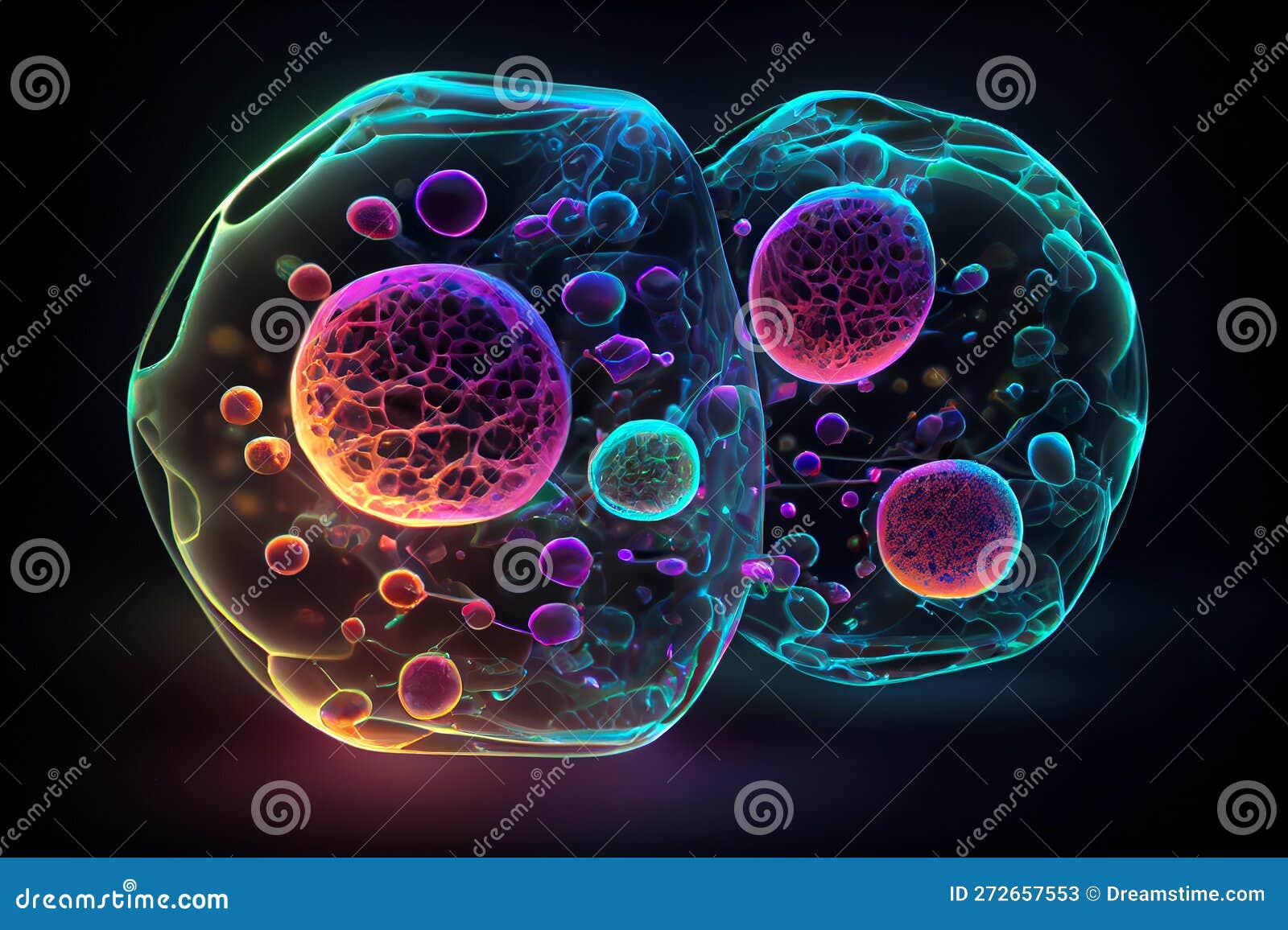 Human Cells Under Microscope, Generative Ai Illustration Stock ...