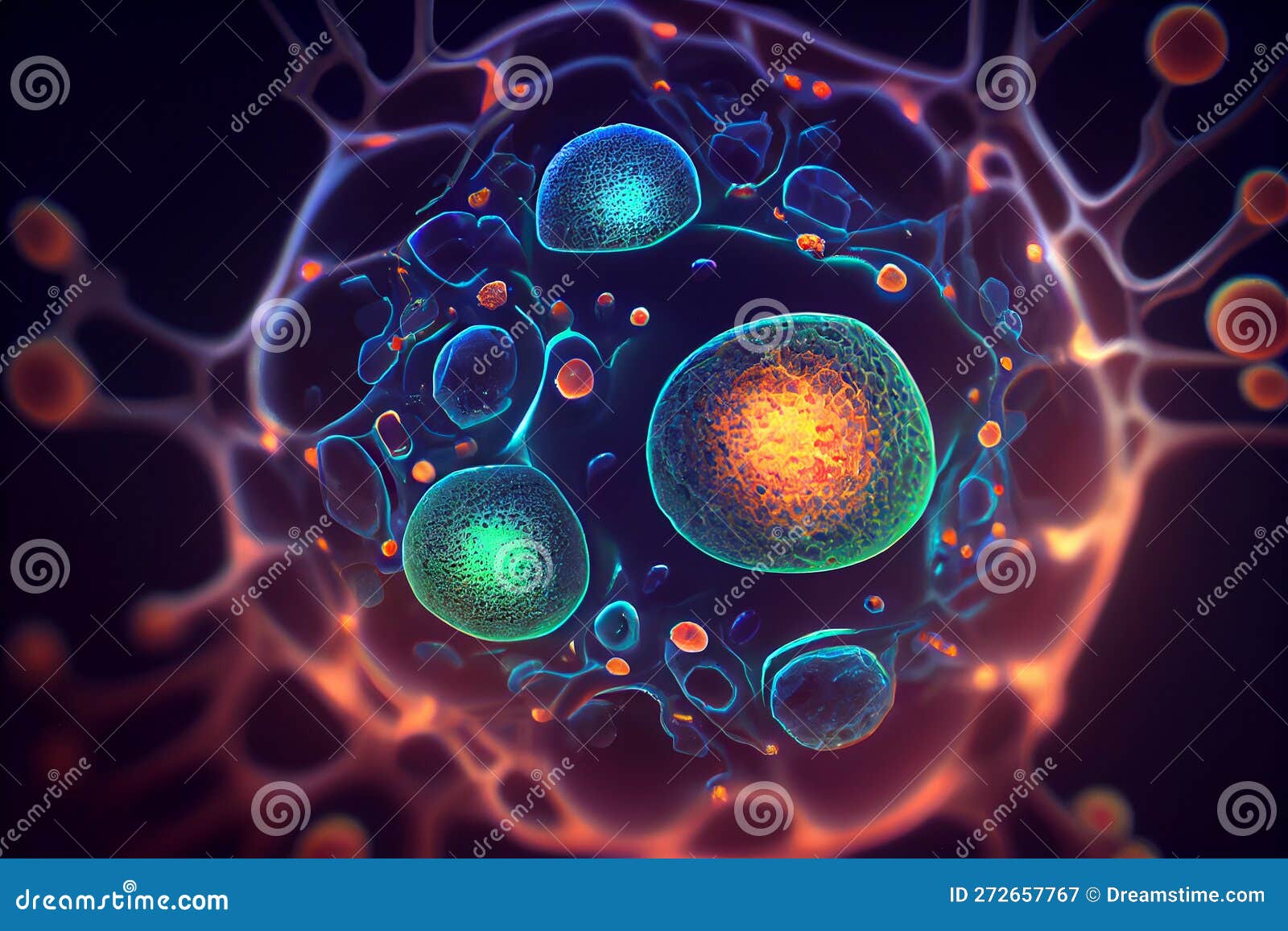 Human Cells Under Microscope, Generative Ai Illustration Stock ...
