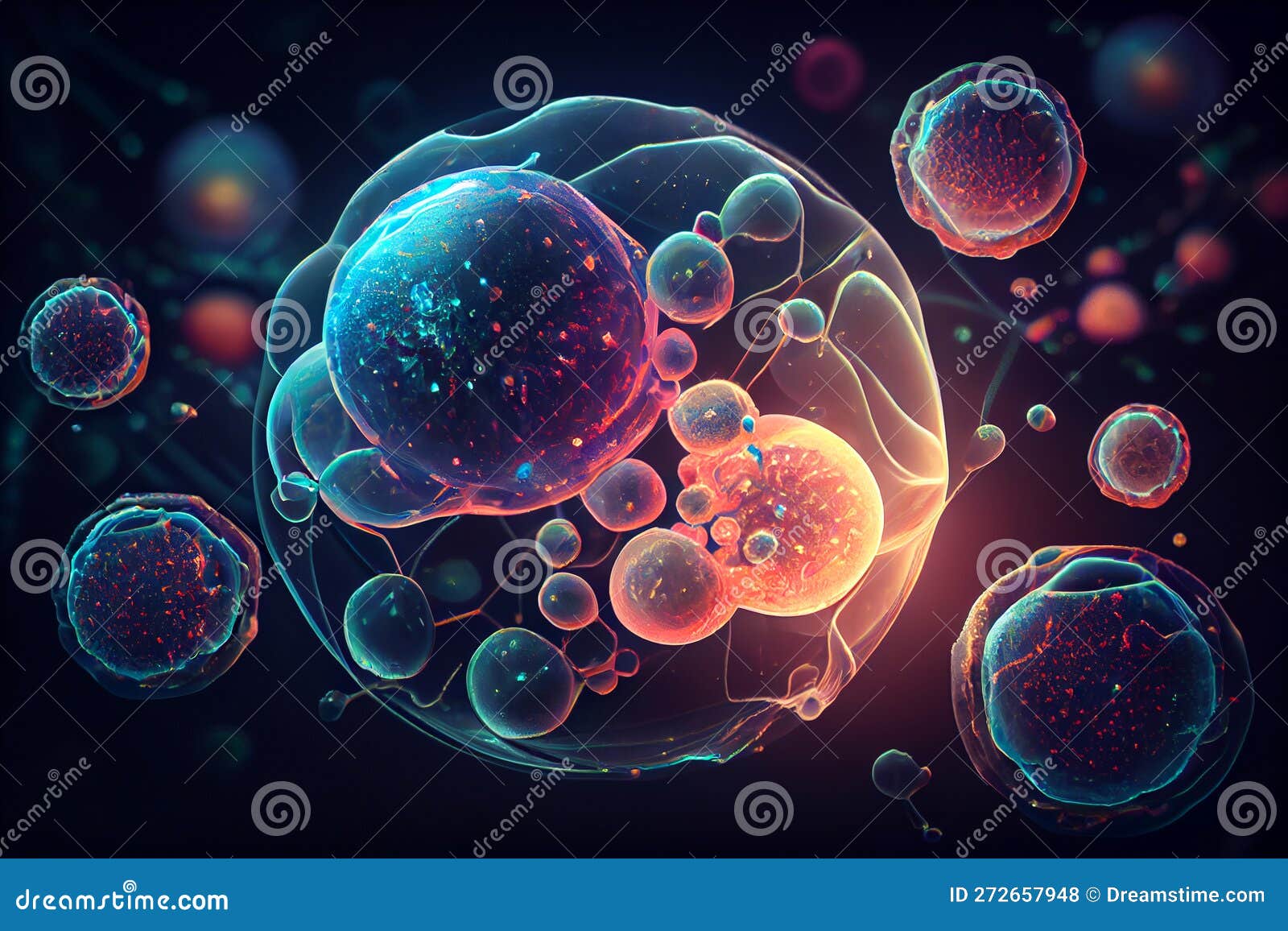 Human Cells Under Microscope, Generative Ai Illustration Stock ...