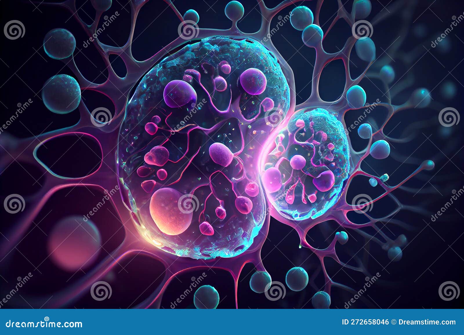 Human Cells Under Microscope, Generative Ai Illustration Stock ...