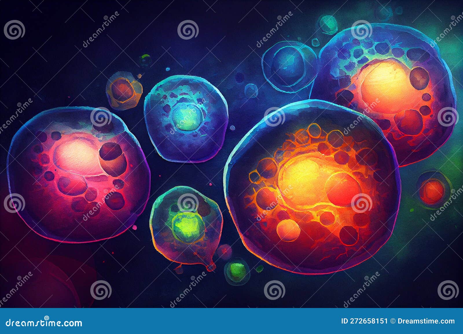 Human Cells Under Microscope, Generative Ai Illustration Stock ...