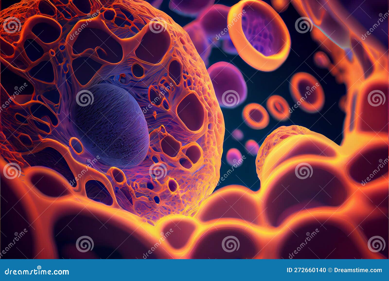 Human Cells Under Microscope, Generative Ai Illustration Stock ...