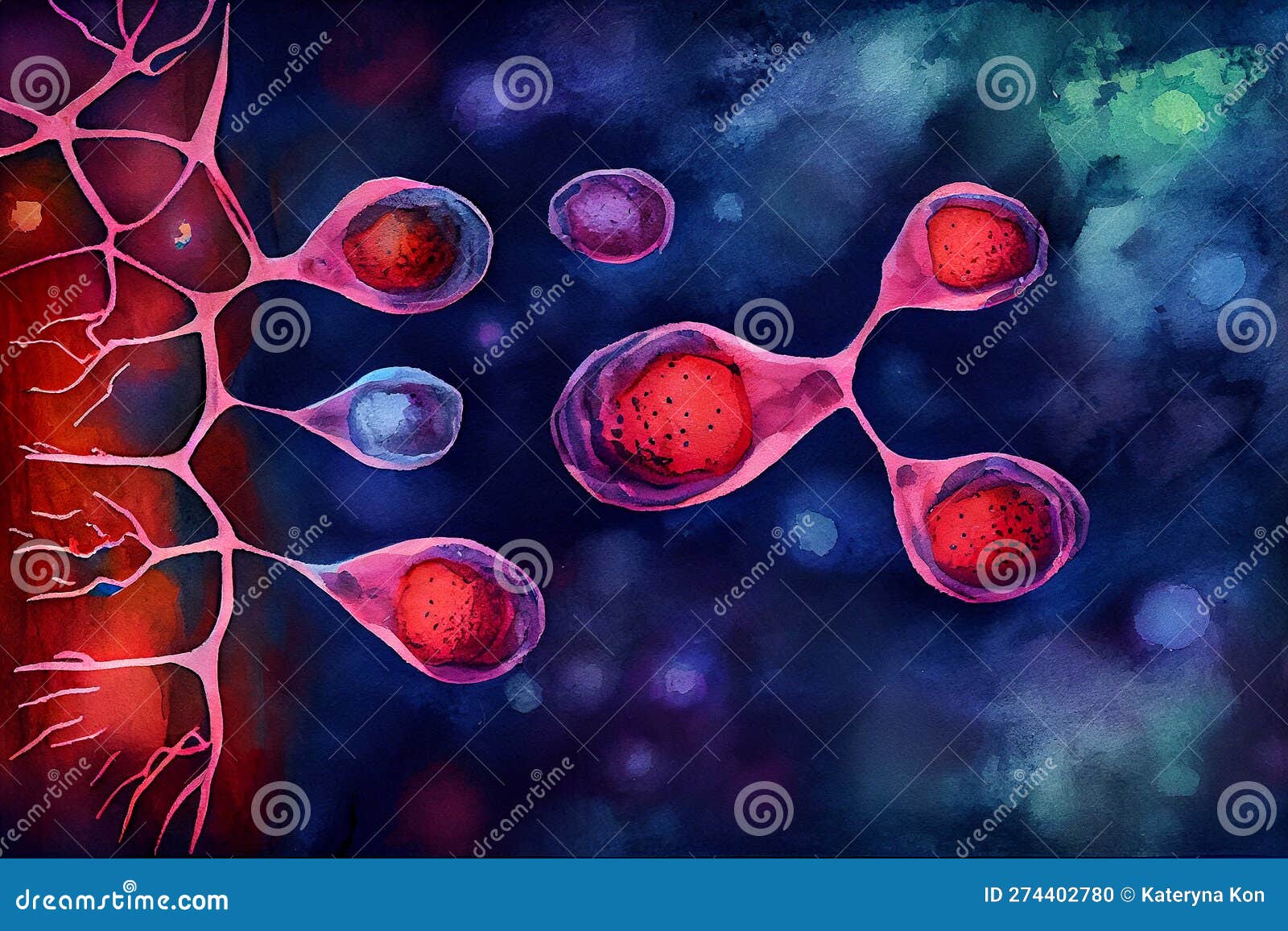 Human Cells Under Microscope, Generative Ai Illustration Stock ...