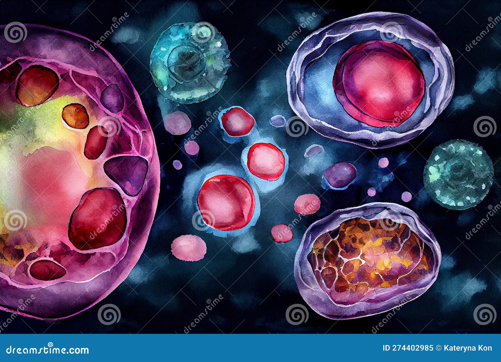 Human Cells Under Microscope, Generative Ai Illustration Stock ...