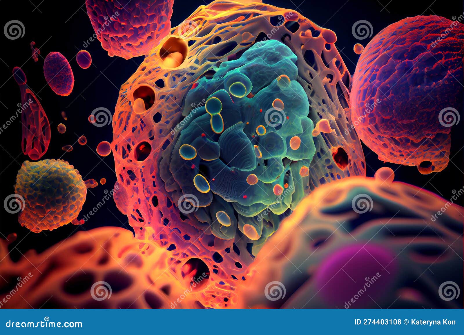 Human Cells Under Microscope, Generative Ai Illustration Stock ...