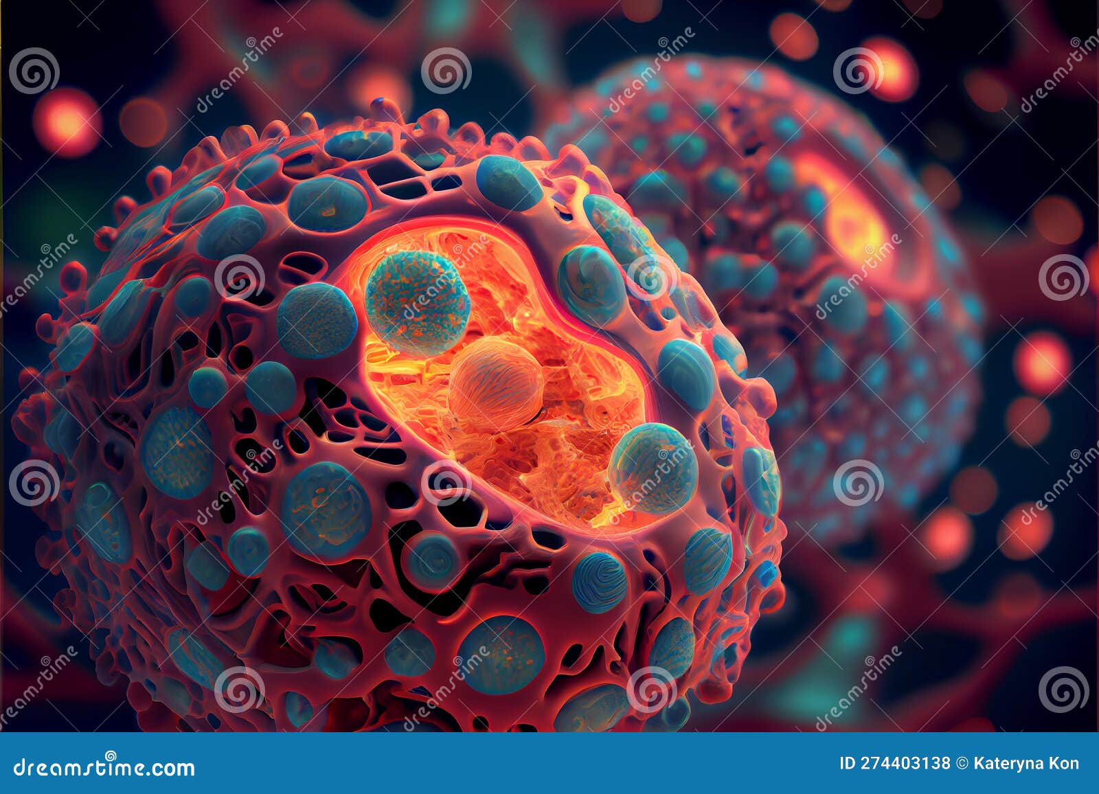 Human Cells Under Microscope, Generative Ai Illustration Stock ...