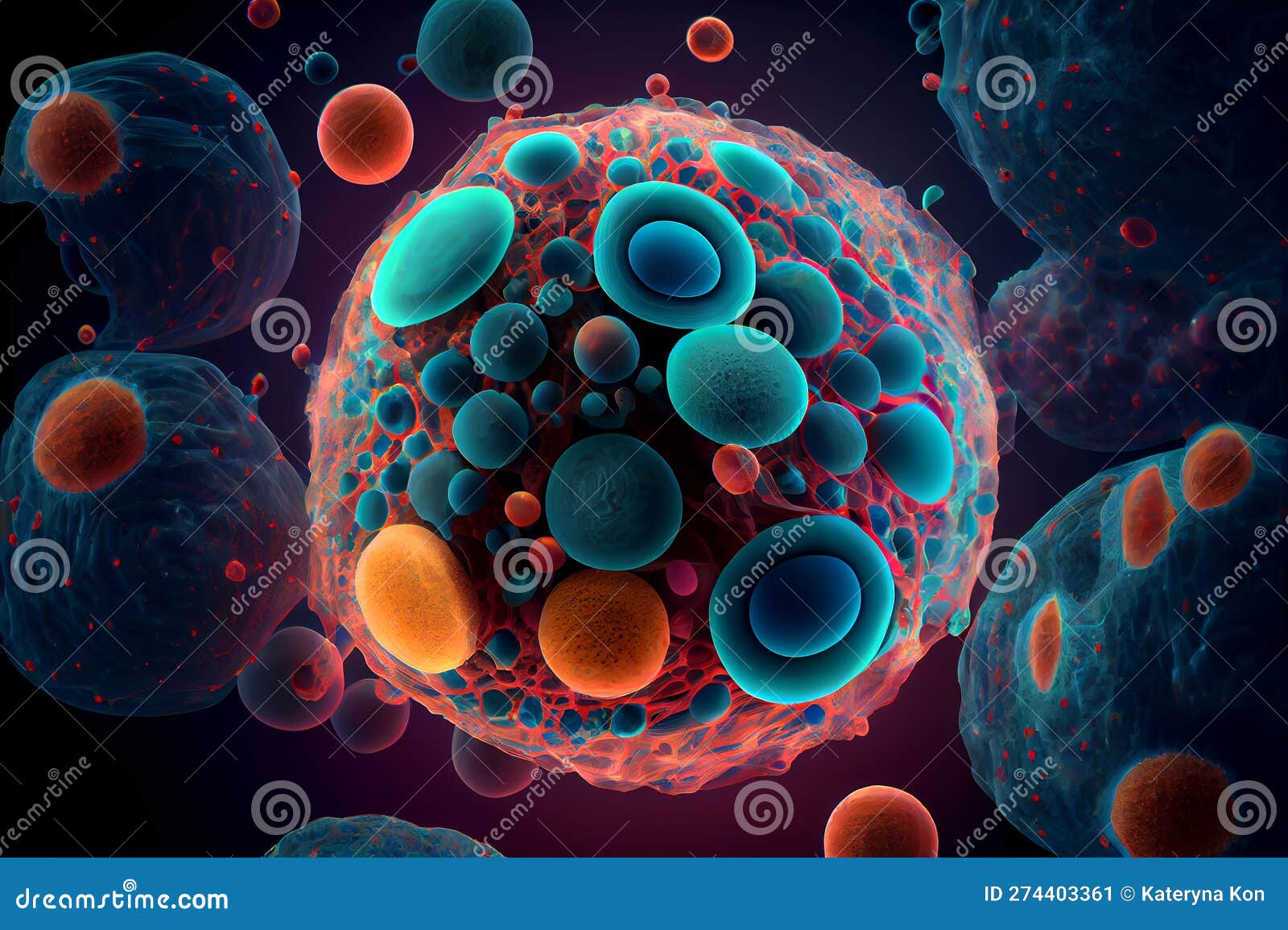 Human Cells Under Microscope, Generative Ai Illustration Stock ...