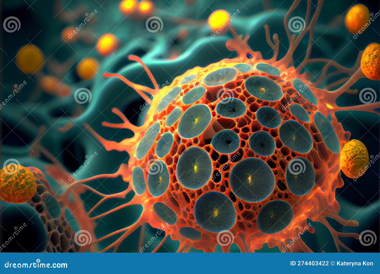 Human Cells Under Microscope, Generative Ai Illustration Stock ...