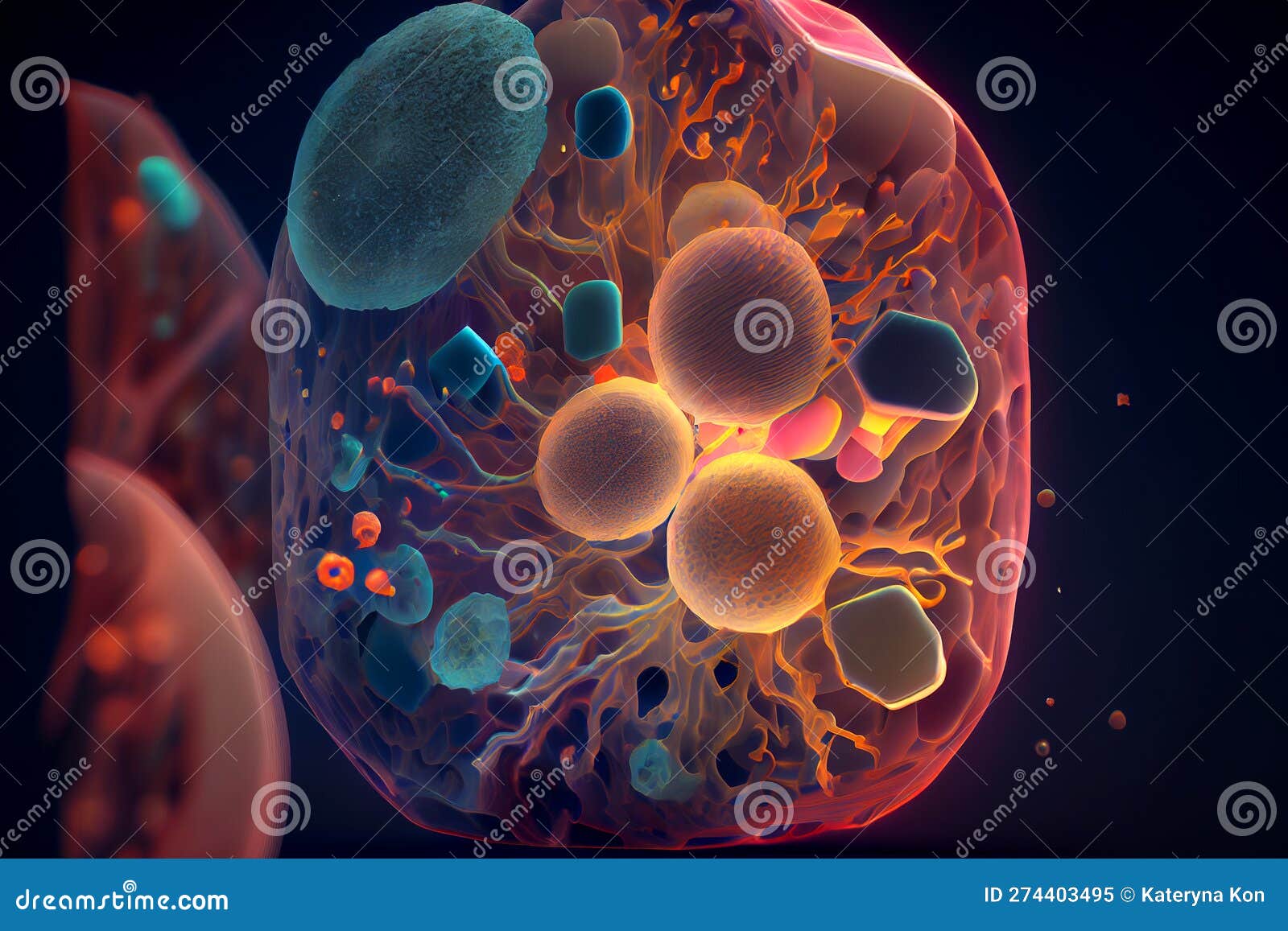Human Cells Under Microscope, Generative Ai Illustration Stock ...