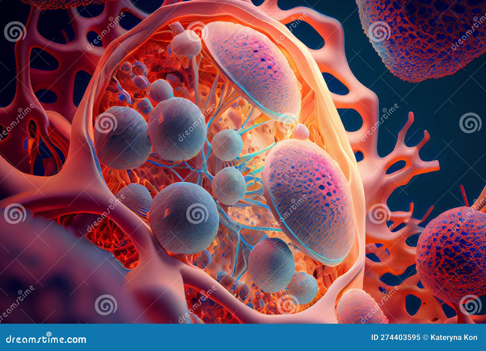 Human Cells Under Microscope, Generative Ai Illustration Stock ...