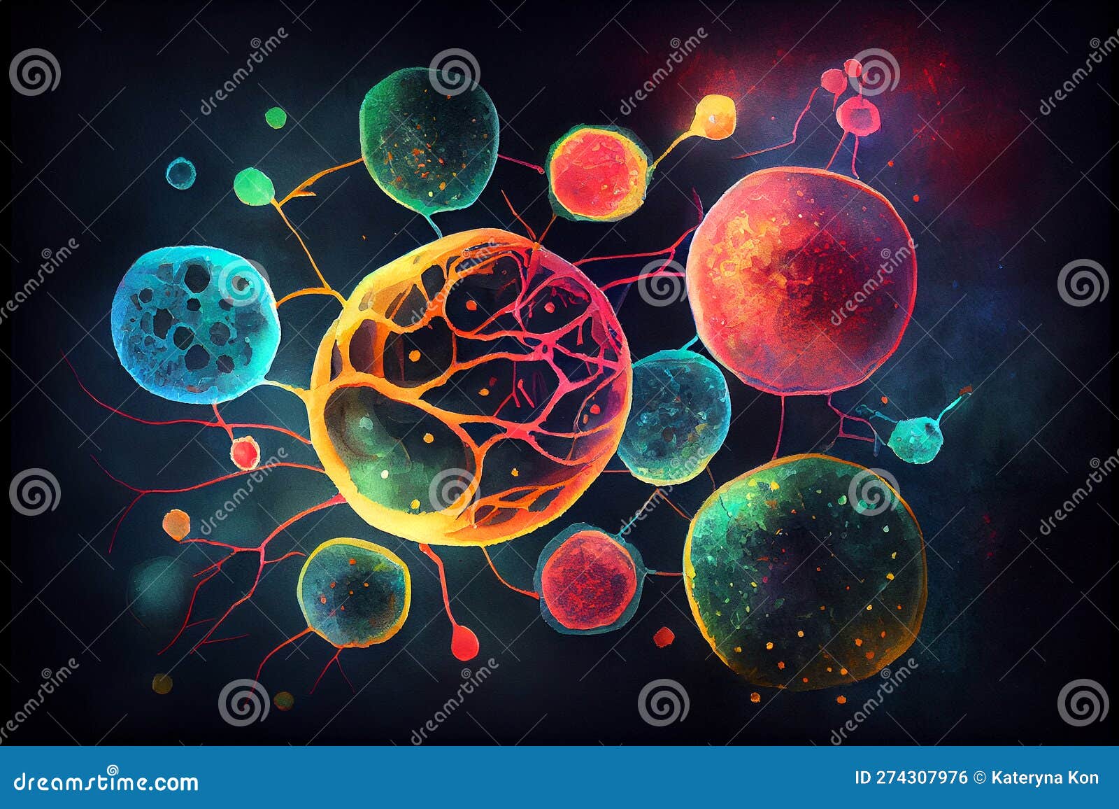 Human Cells Under Microscope, Generative Ai Illustration Stock ...