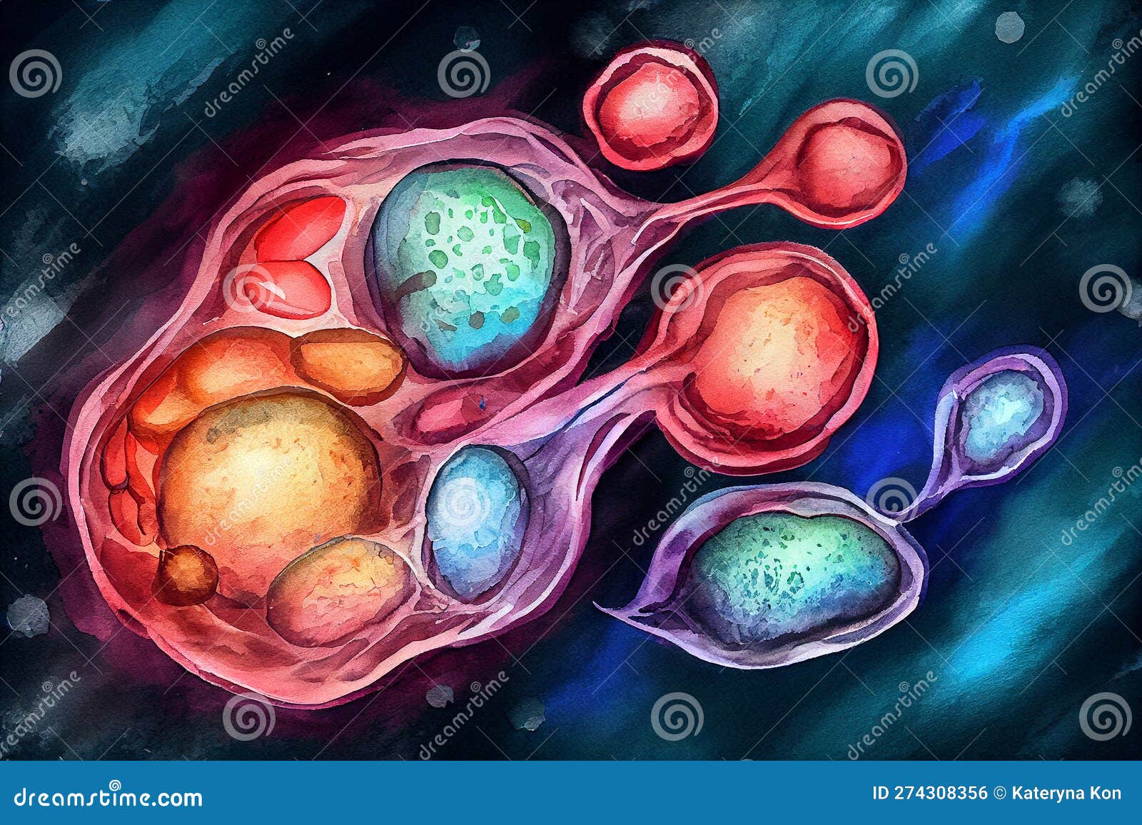 Human Cells Under Microscope, Generative Ai Illustration Stock ...