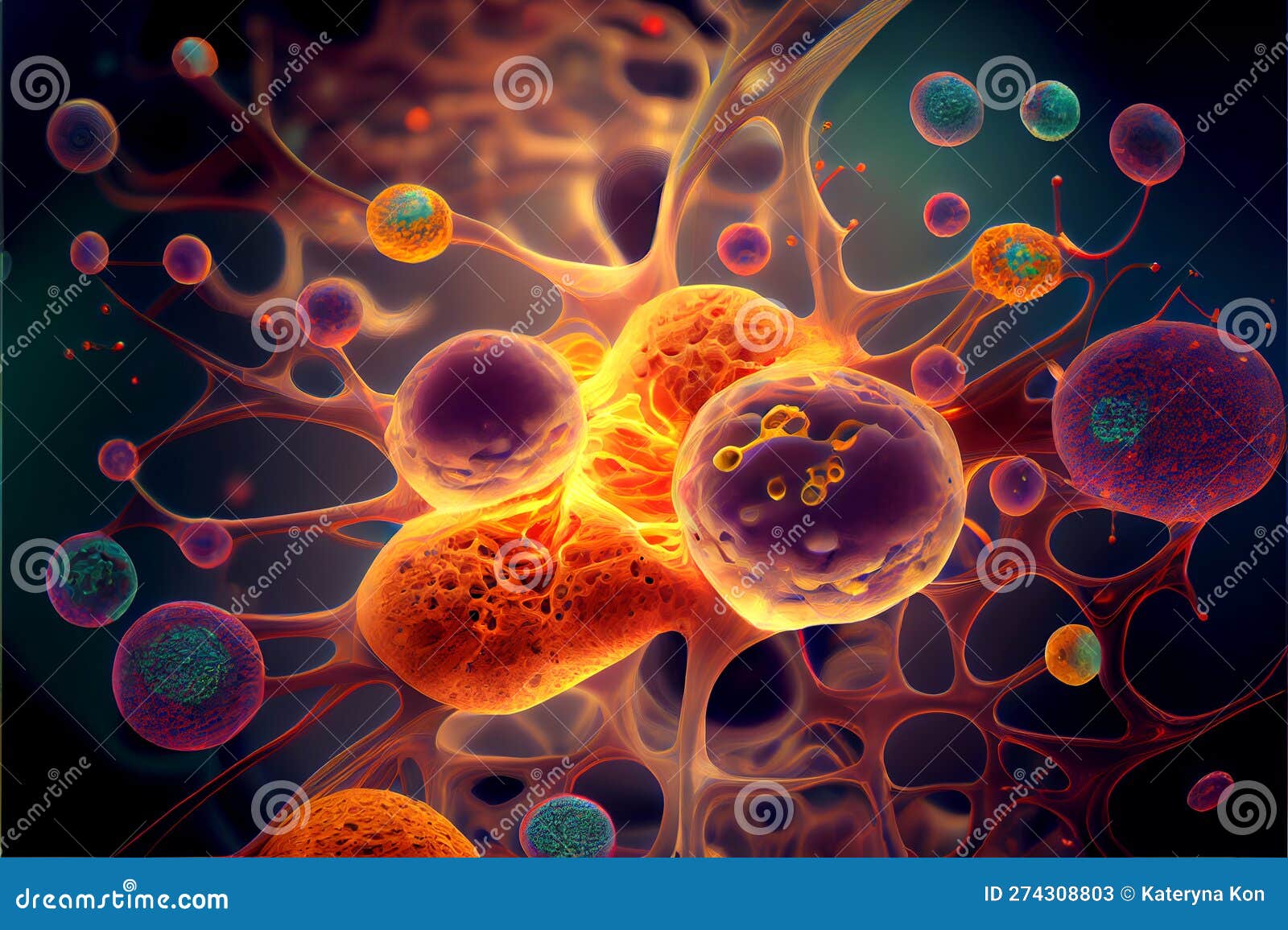 Human Cells Under Microscope, Generative Ai Illustration Stock ...