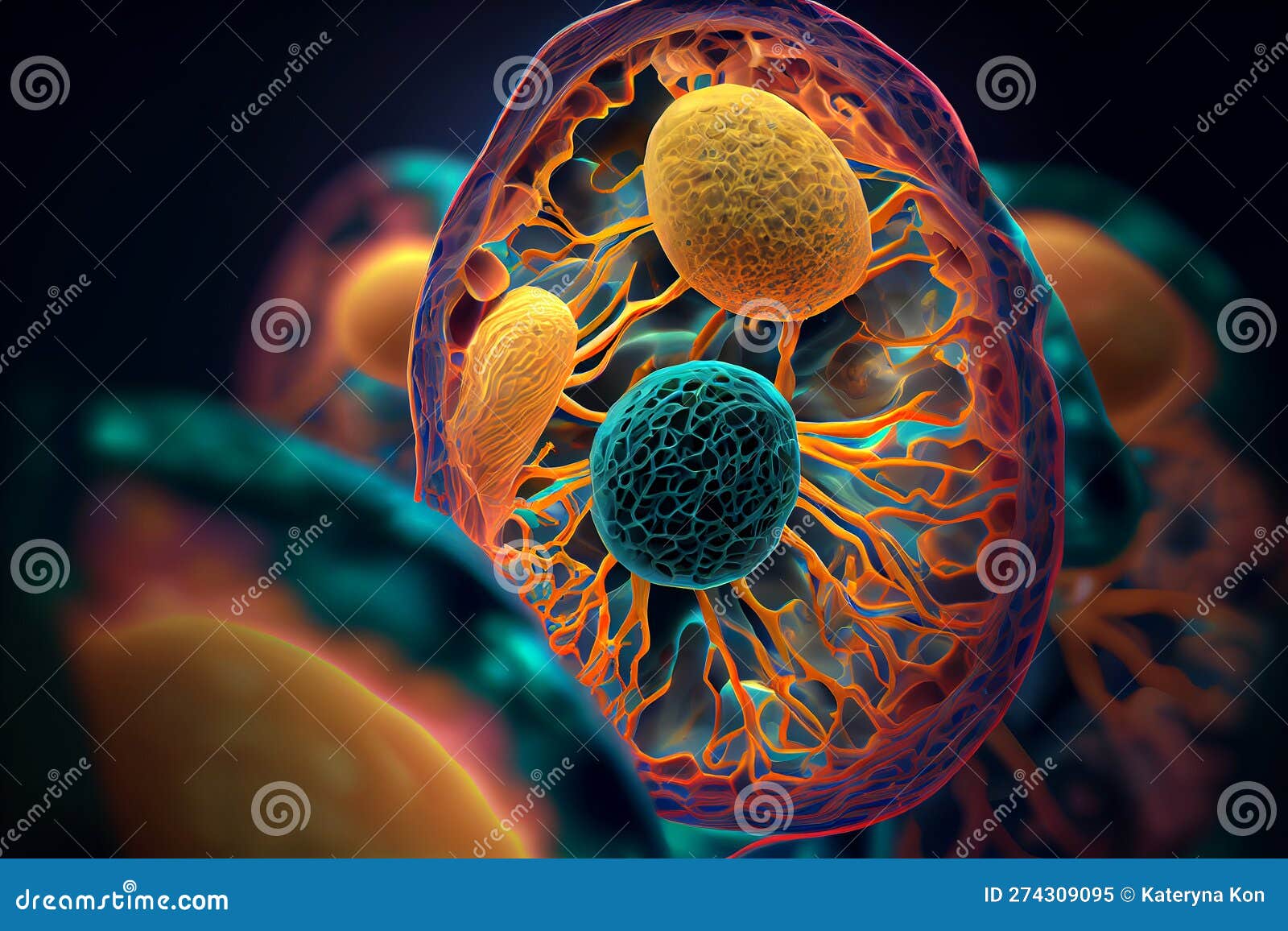 Human Cells Under Microscope, Generative Ai Illustration Stock ...