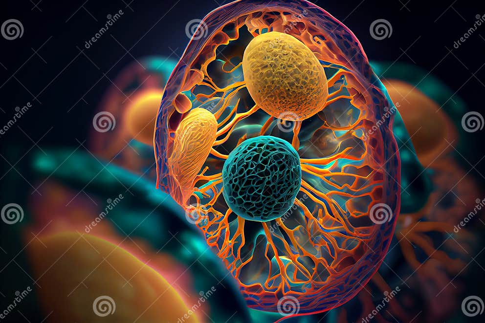 Human Cells Under Microscope, Generative Ai Illustration Stock ...