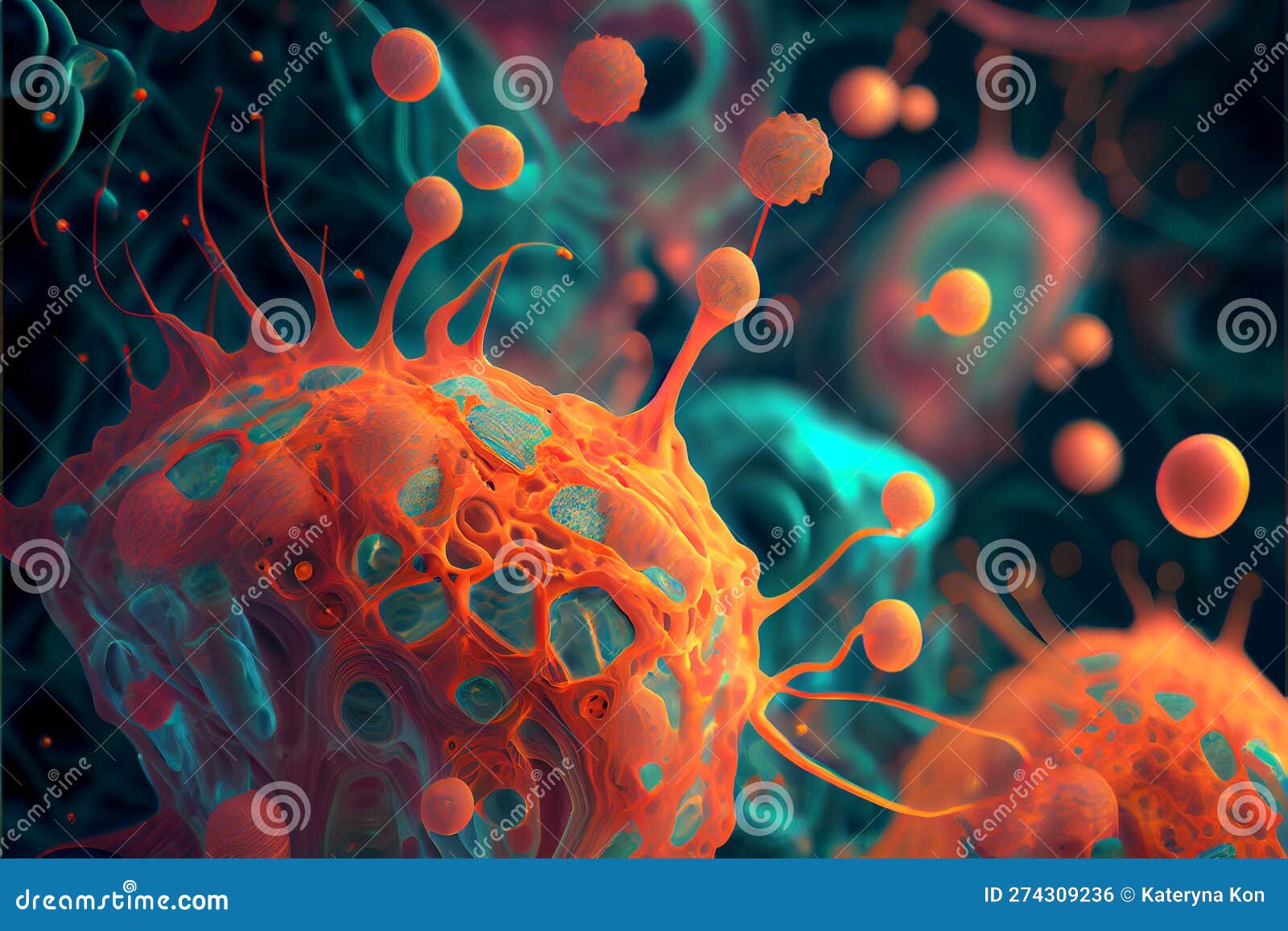 Human Cells Under Microscope, Generative Ai Illustration Stock ...