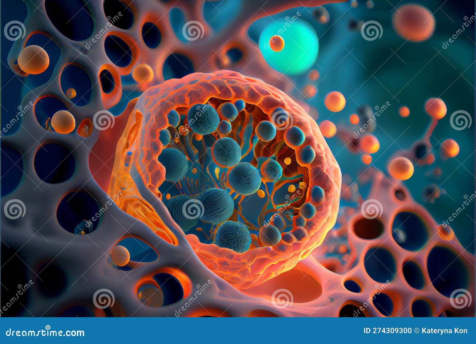 Human Cells Under Microscope, Generative Ai Illustration Stock ...