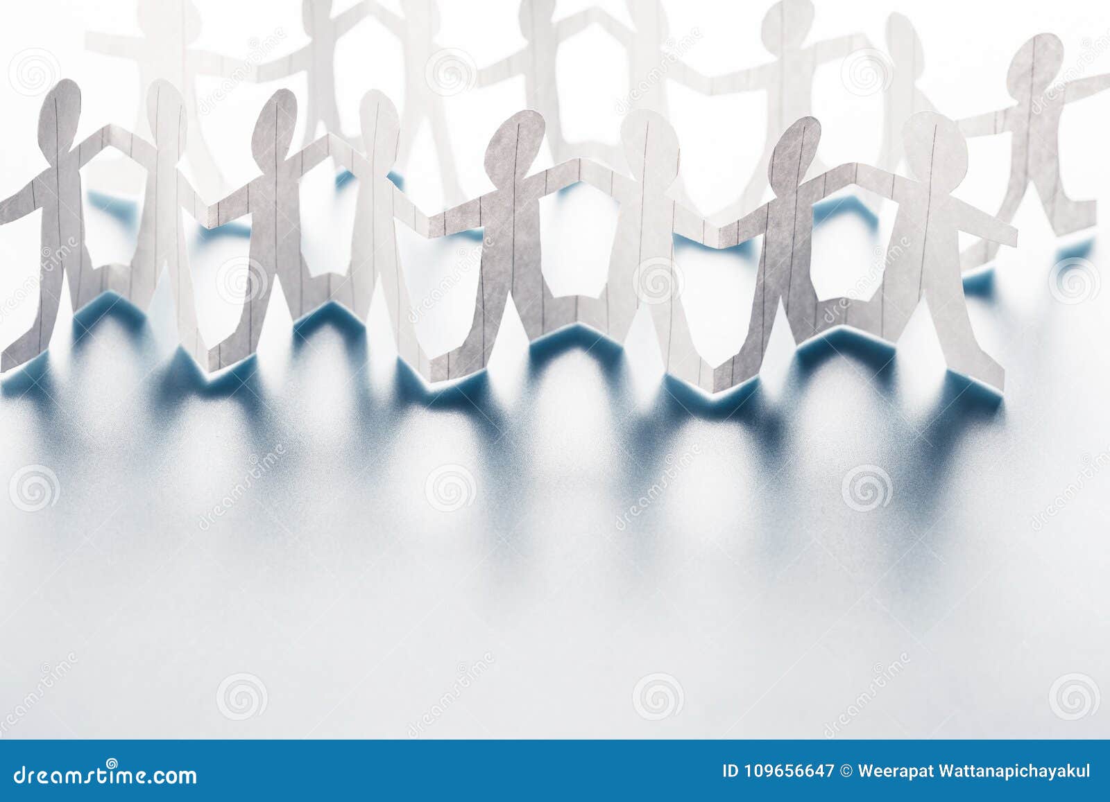 Human Chain Silhouettes Holding Hands On Green Background. 3d Re Stock ...