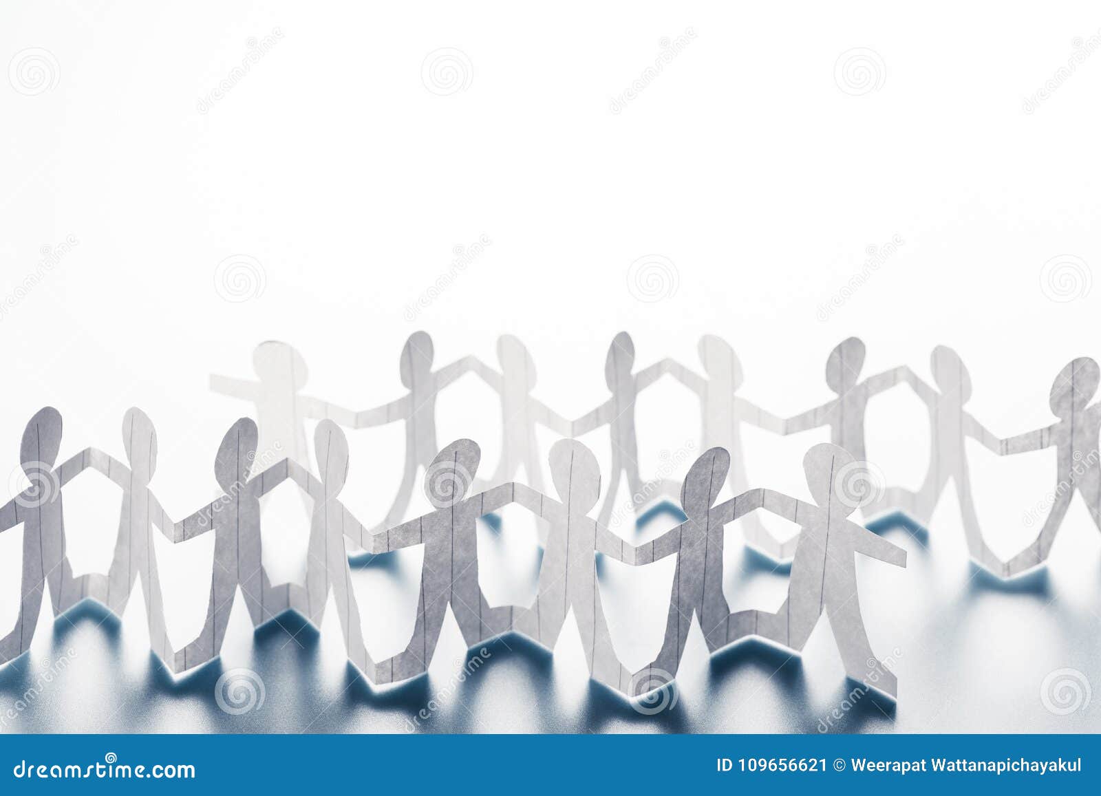 Human Chain Silhouettes Holding Hands On Green Background. 3d Re Stock ...